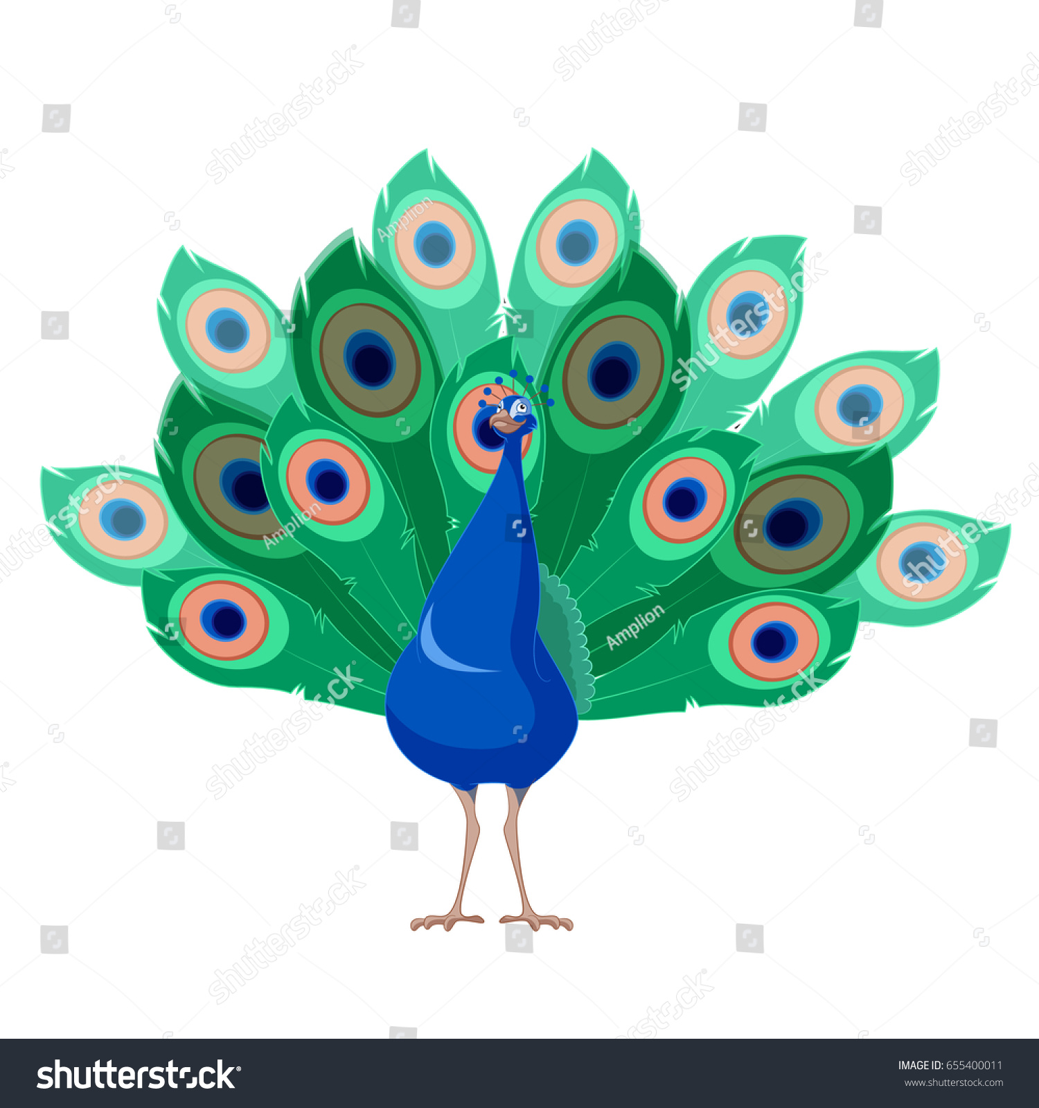 Cartoon Smiling Peacock Stock Vector (Royalty Free) 655400011 ...