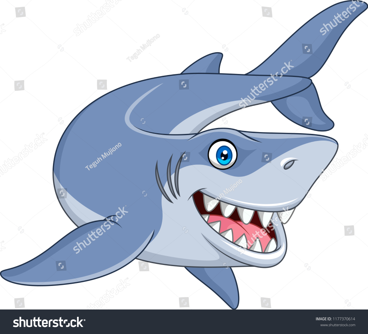 Cartoon Smiling Shark Stock Vector (Royalty Free) 1177370614
