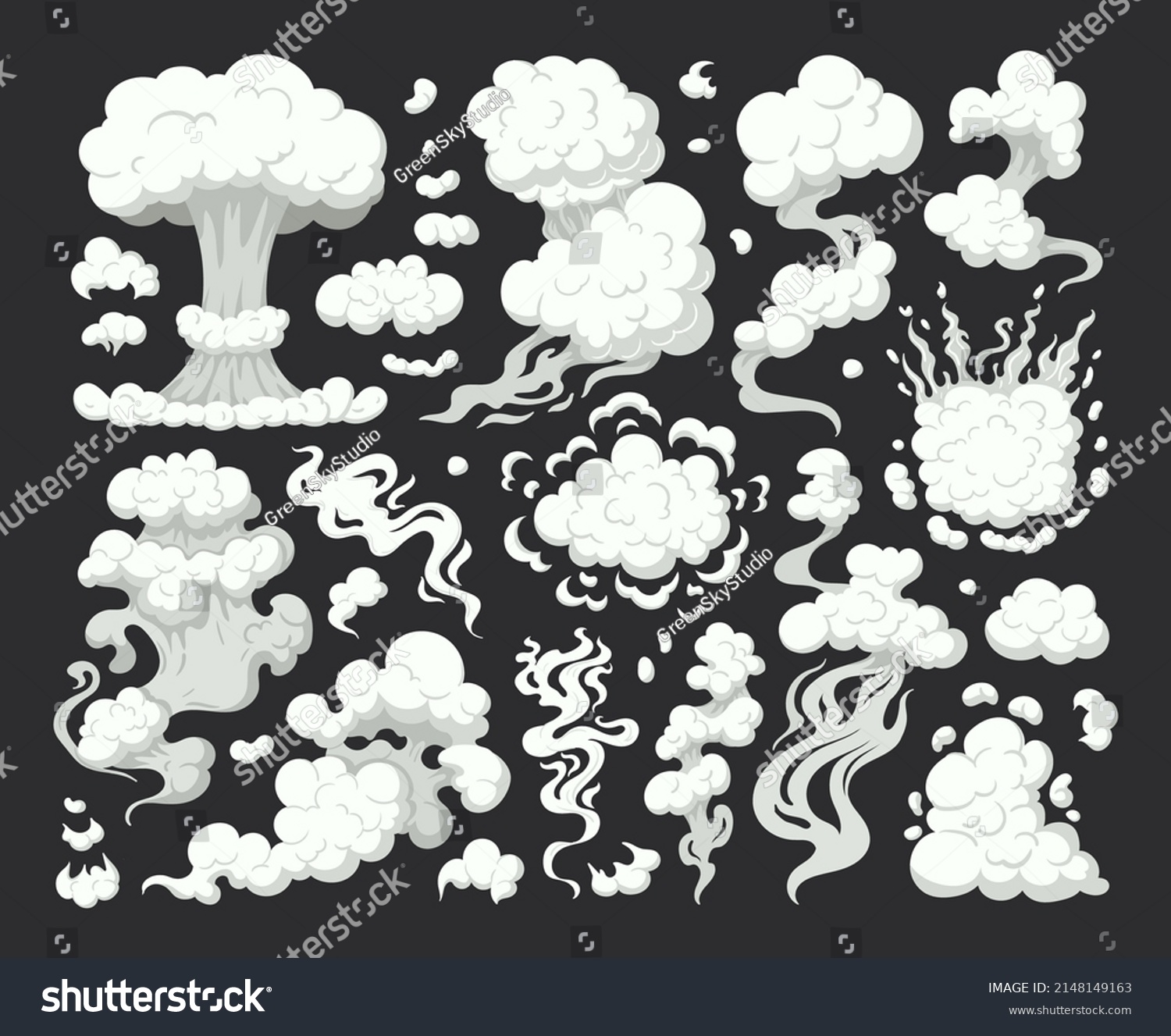 Cartoon Smoke Dust Clouds Puff Comic Stock Vector (Royalty Free ...