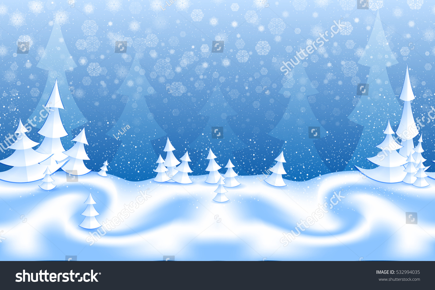 Cartoon Snowy Forest Seamless Pattern Vector Stock Vector (Royalty Free ...