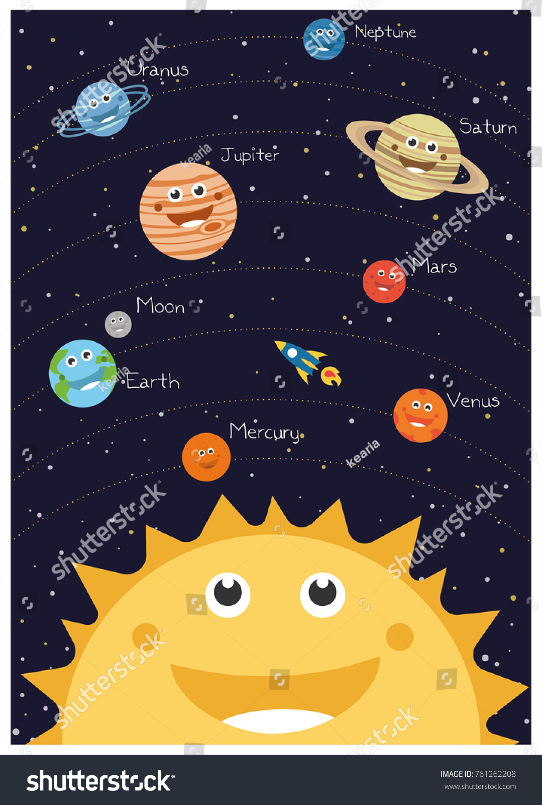 Cartoon Solar System Vector Illustration Stock Vector (Royalty Free ...