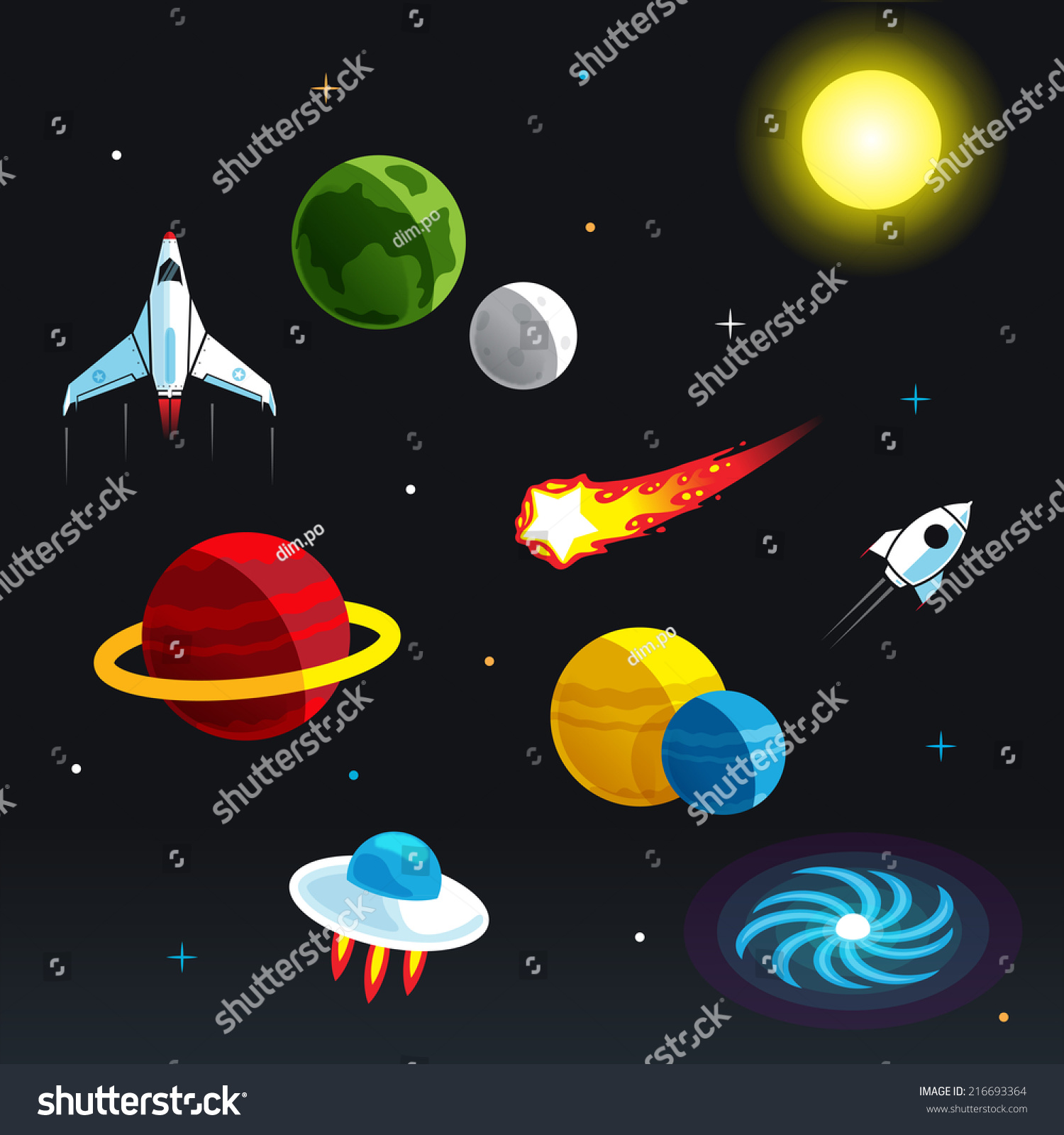 Cartoon Space Elements Infographic: เวกเตอร์สต็อก (ปลอดค่าลิขสิทธิ์ ...
