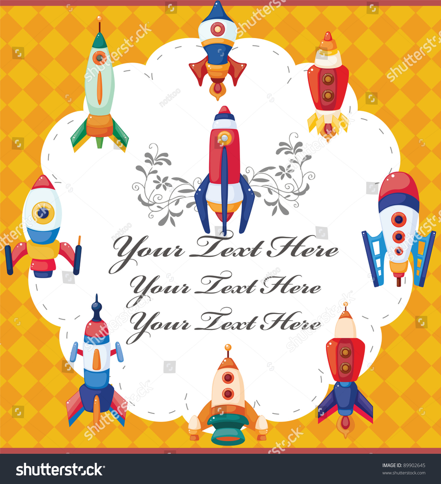 Cartoon Spaceship Card Stock Vector (Royalty Free) 89902645 | Shutterstock