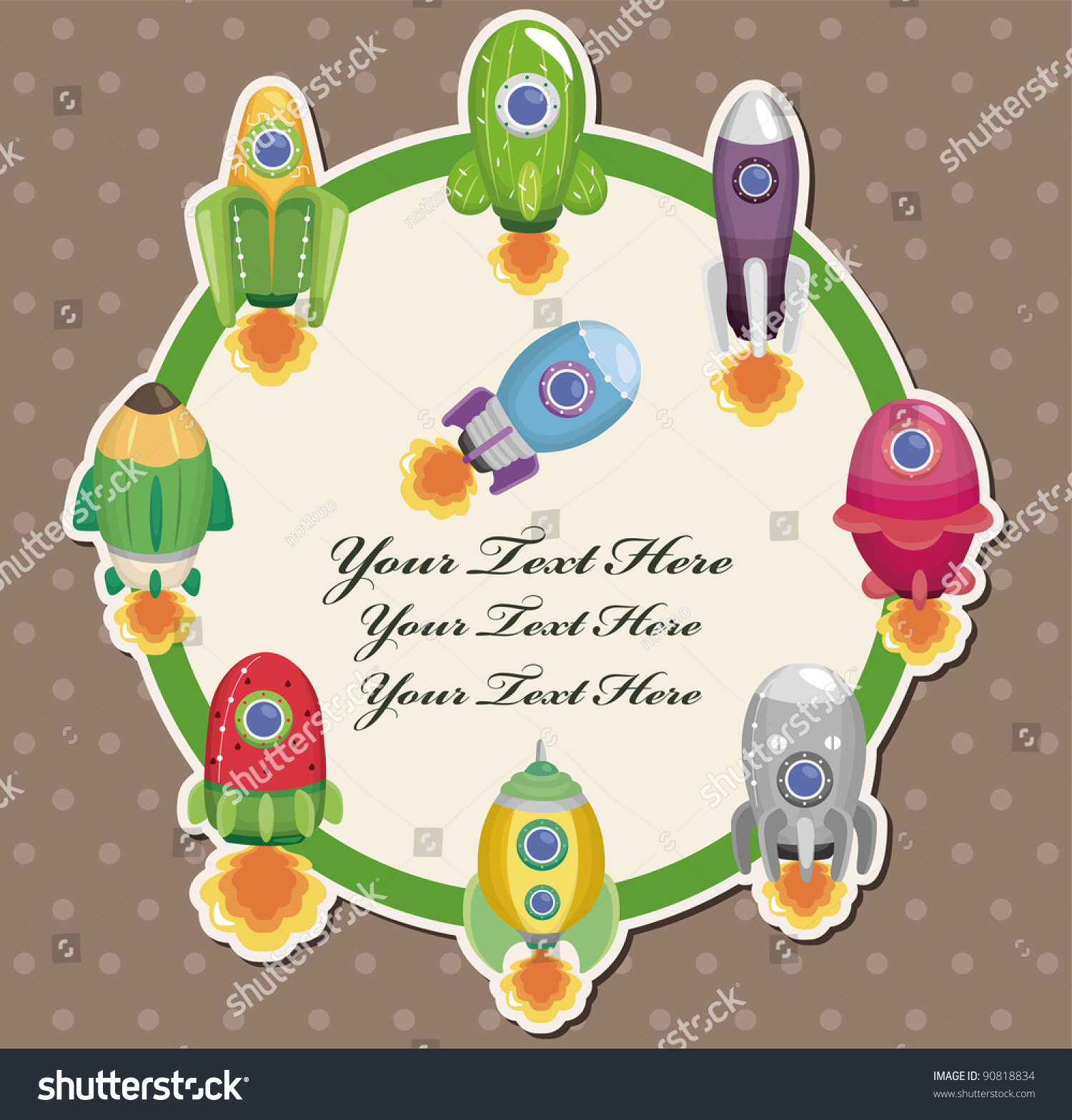 Cartoon Spaceship Card Stock Vector (Royalty Free) 90818834 | Shutterstock