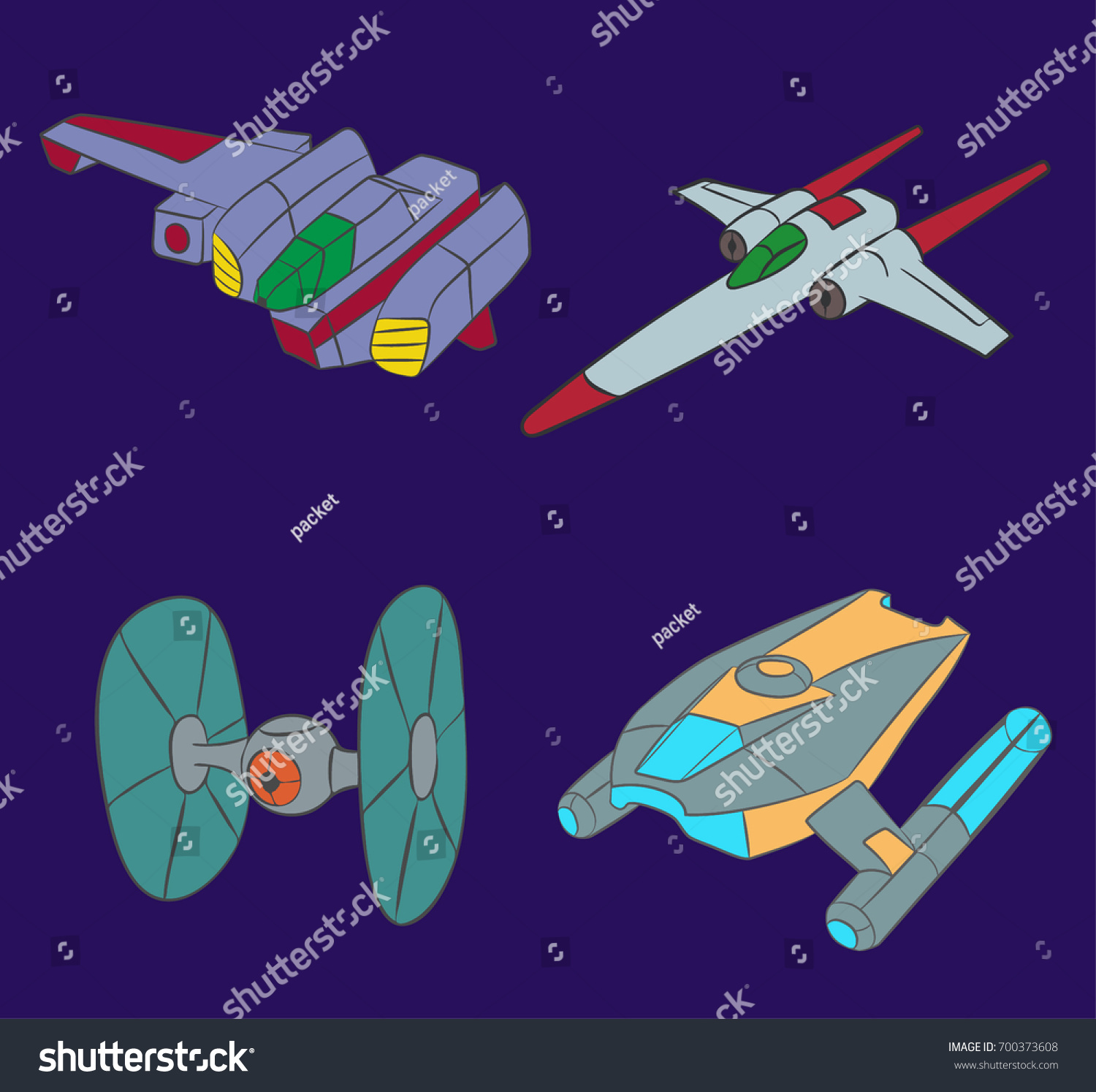 Cartoon Spaceships Vector Stock Vector (Royalty Free) 700373608