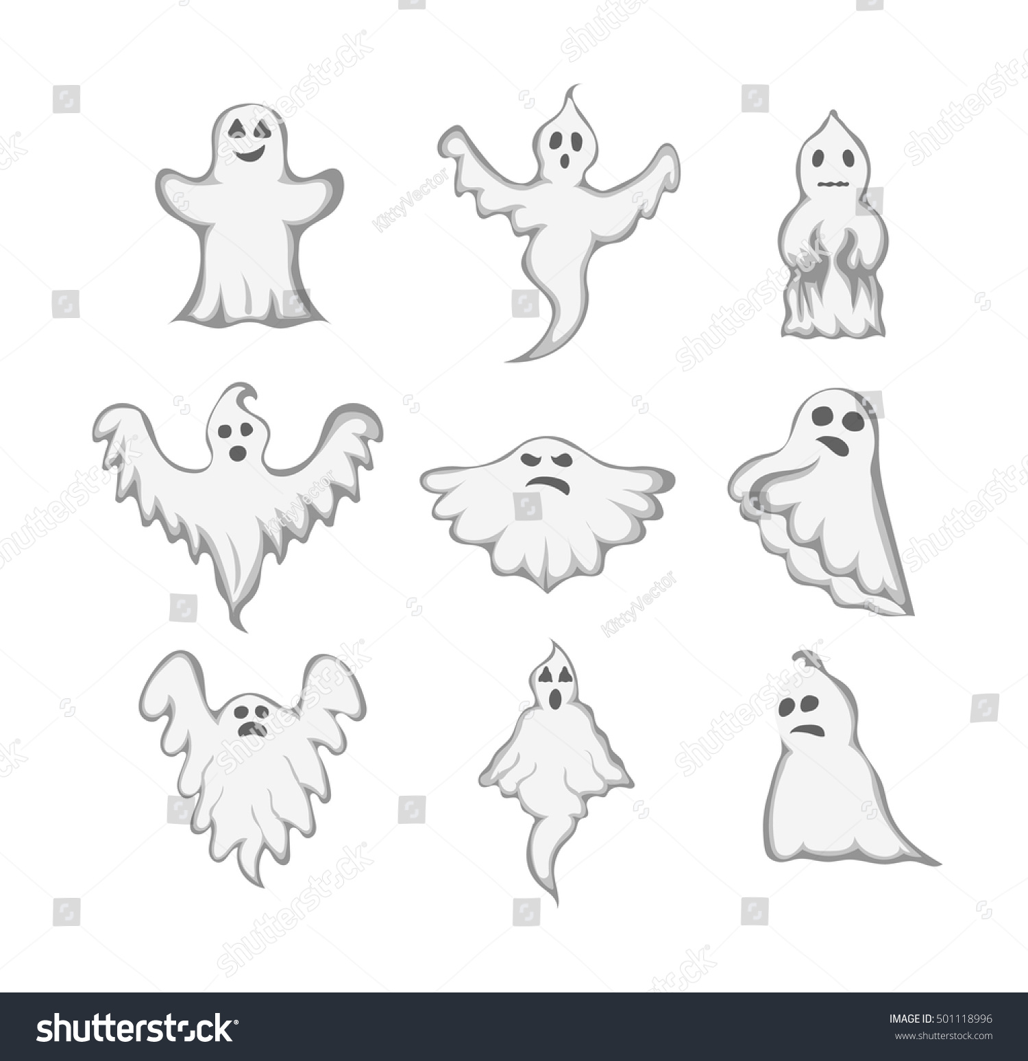 Cartoon Spooky Ghost Character Vector Stock Vector (Royalty Free ...