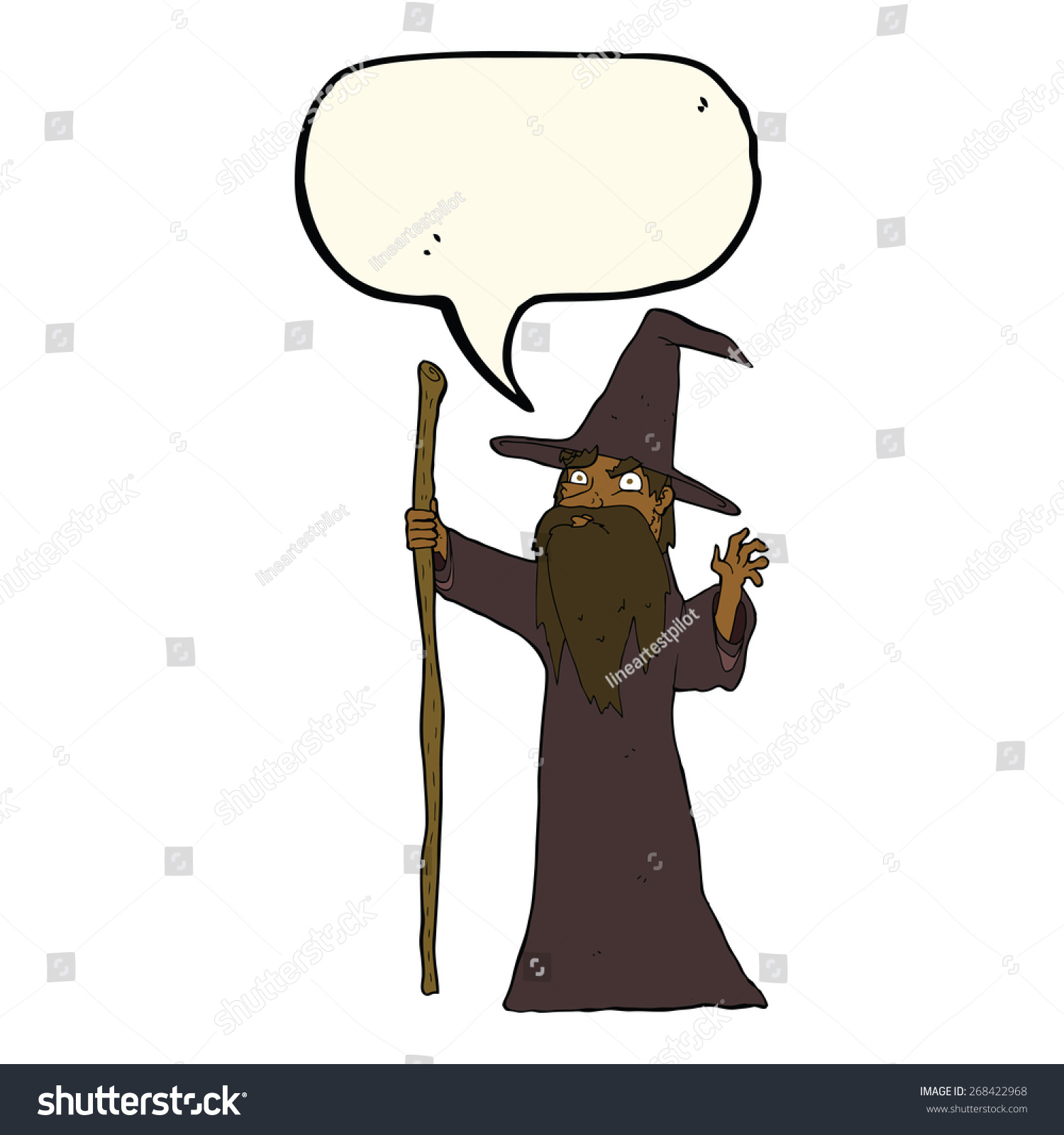 Cartoon Spooky Wizard Speech Bubble Stock Vector (Royalty Free ...