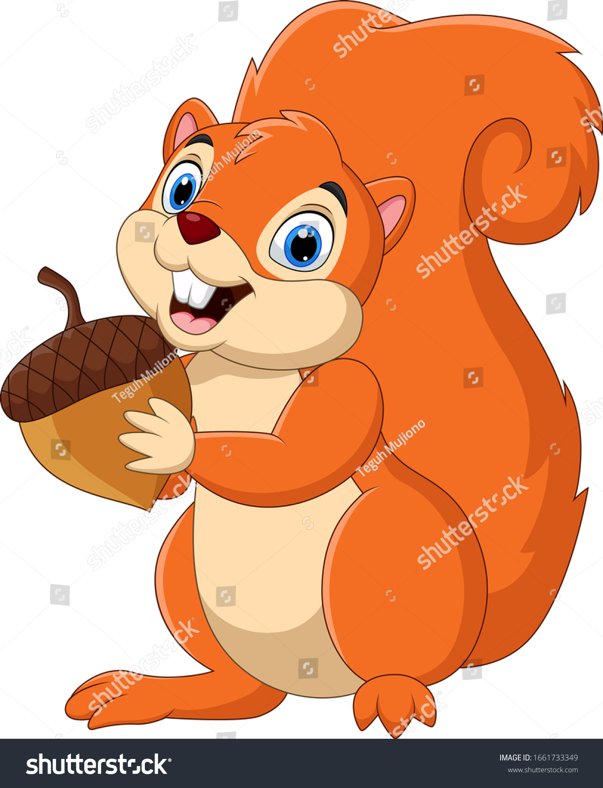 Cartoon Squirrel Holding Nut Stock Vector (Royalty Free) 1661733349 ...