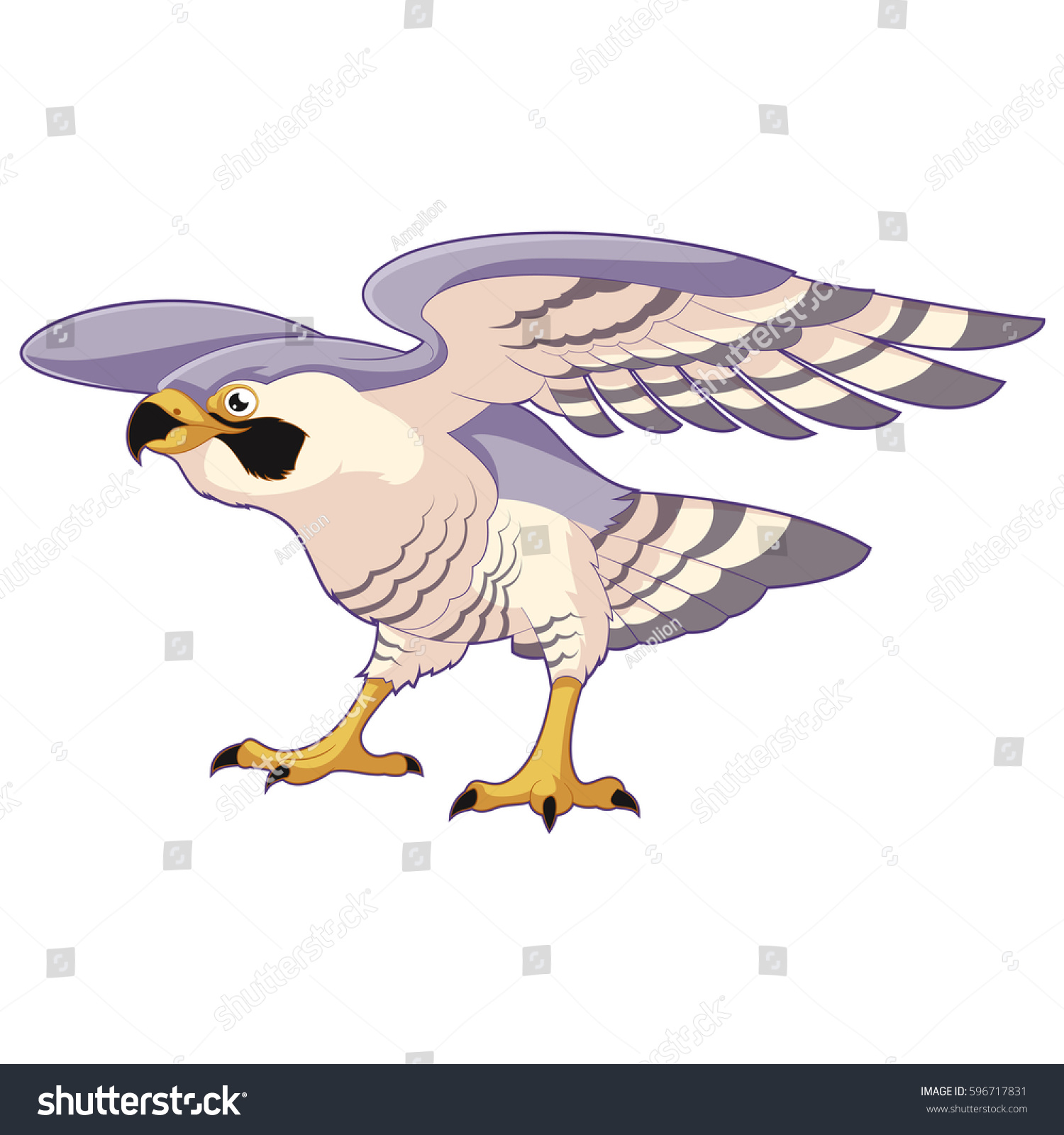 Cartoon Standing Falcon Stock Vector (Royalty Free) 596717831