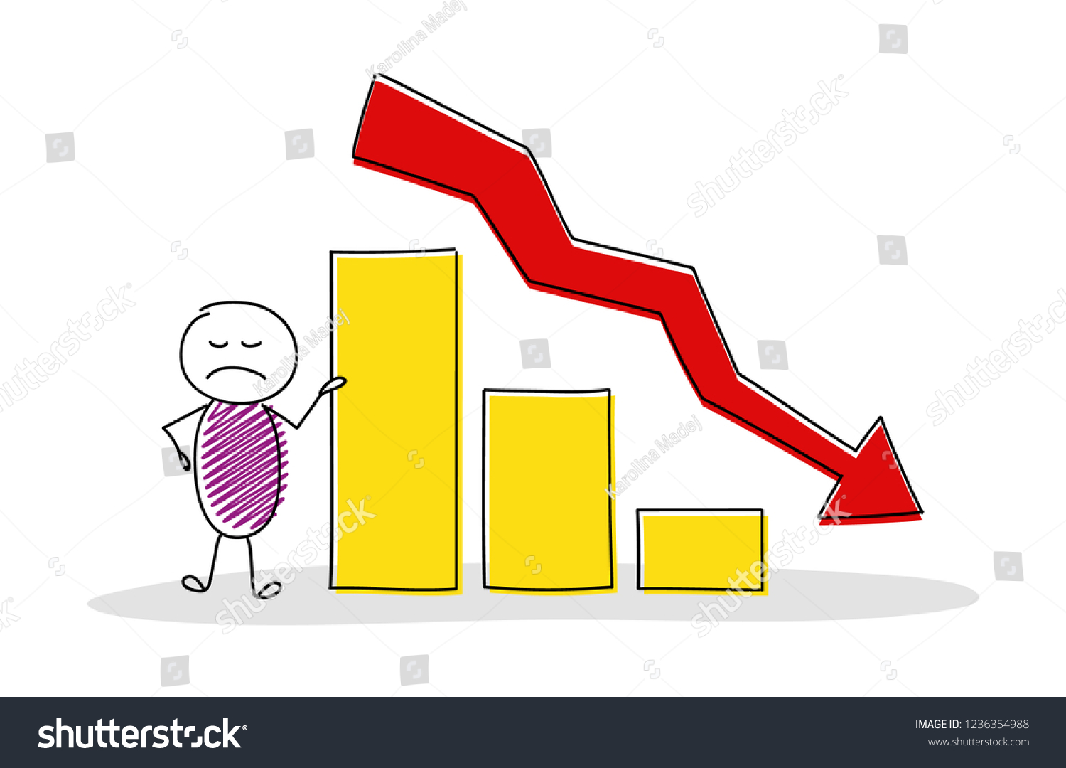 Cartoon Stickman Column Graph Vector : image vectorielle de stock ...