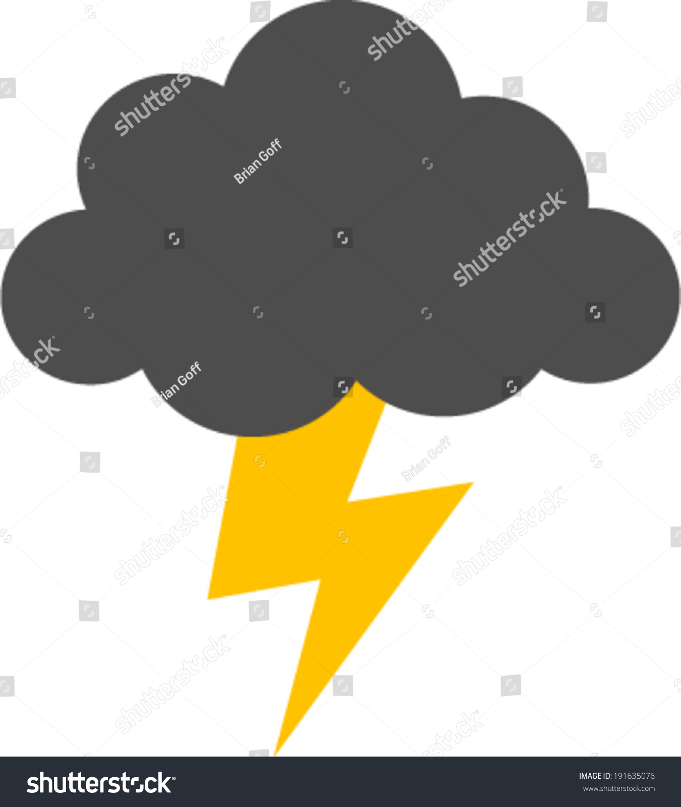 Cartoon Storm Cloud Lightning Thunder Vector Stock Vector 191635076 ...