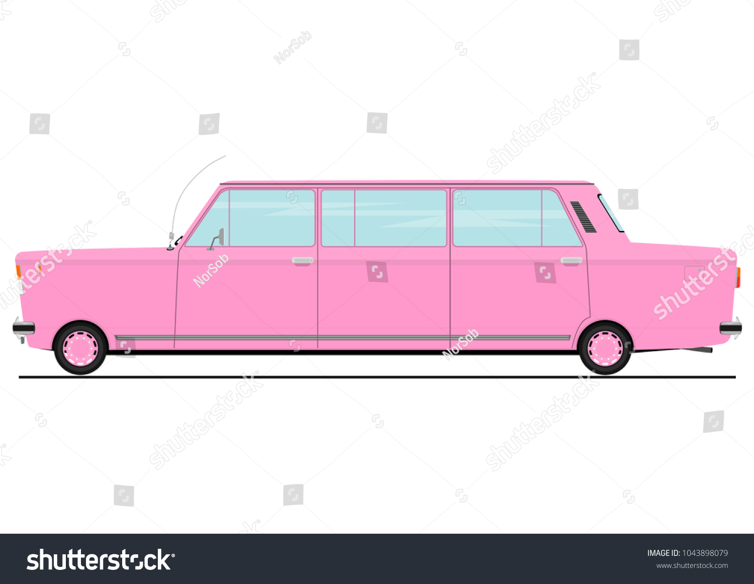 Cartoon Stretch Limo Limousine Side View: vector de stock (libre de ...