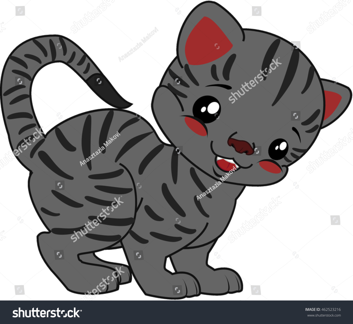 Cartoon Striped Cat Stock Vector (Royalty Free) 462523216