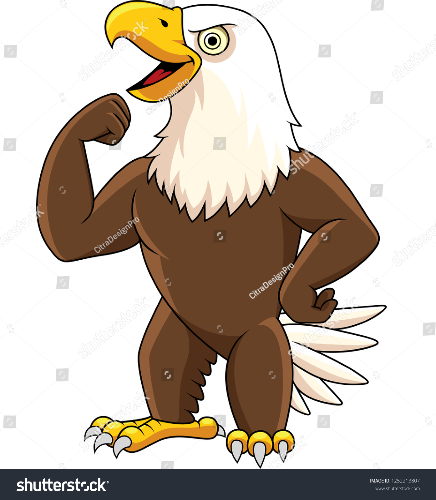Cartoon Strong Eagle Mascot Stock Vector (Royalty Free) 1252213807 ...