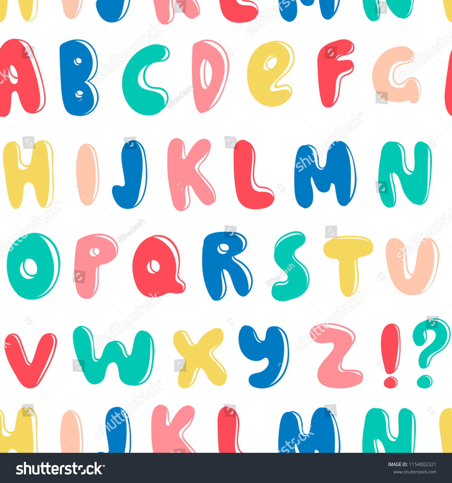 Cartoon Style Alphabet Colored Vector Seamless Stock Vector (Royalty ...