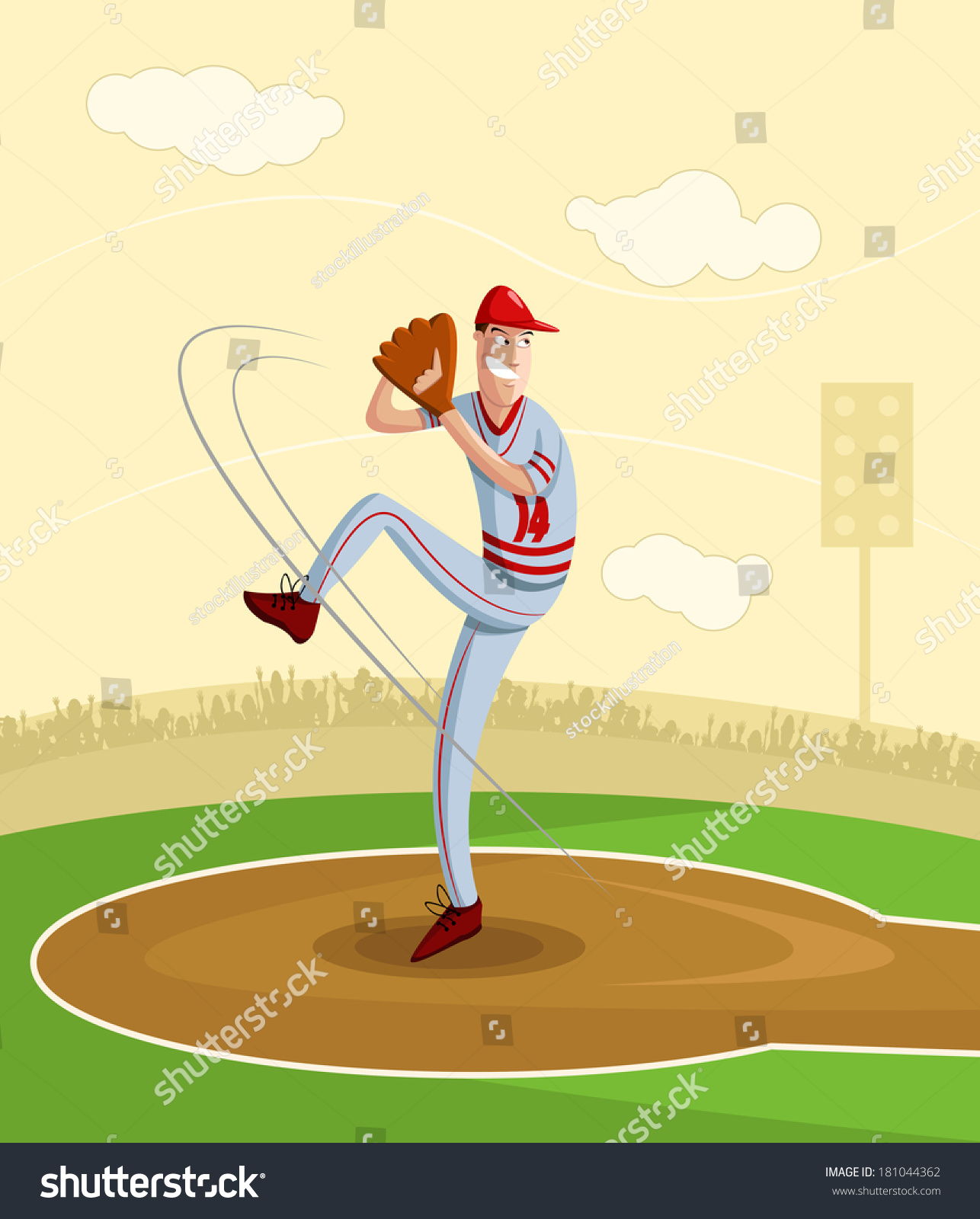 Vektor Stok Cartoon Style Baseball Pitcher Vector (Tanpa Royalti ...