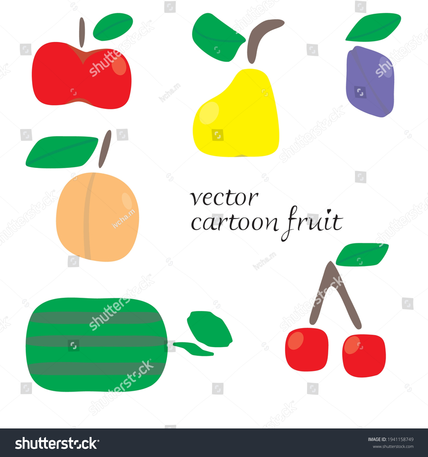 Cartoon Style Fruit Vector Format Symbols Stock Vector (Royalty Free ...