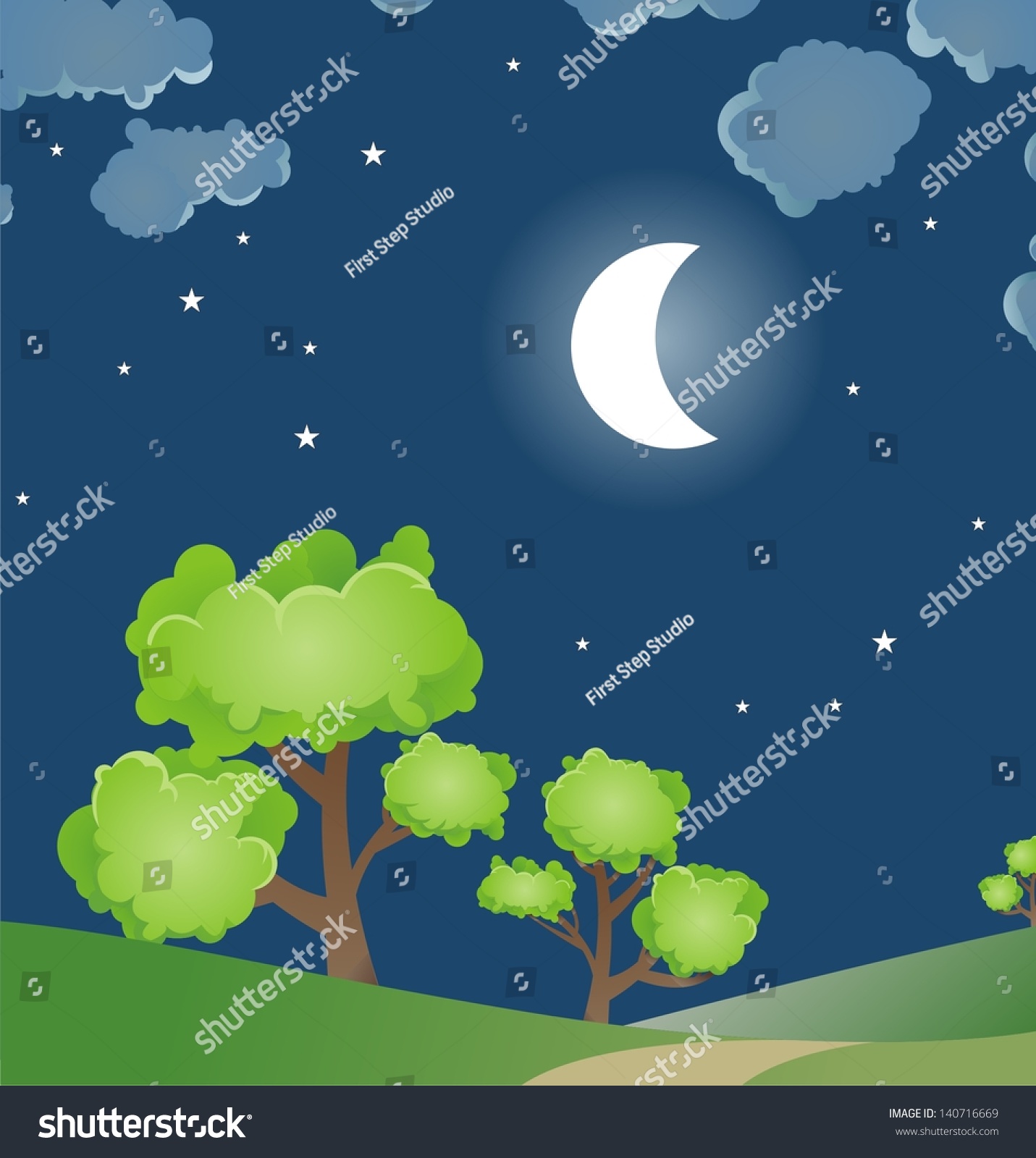 Cartoon Style Night Sky Stock Vector (Royalty Free) 140716669 ...