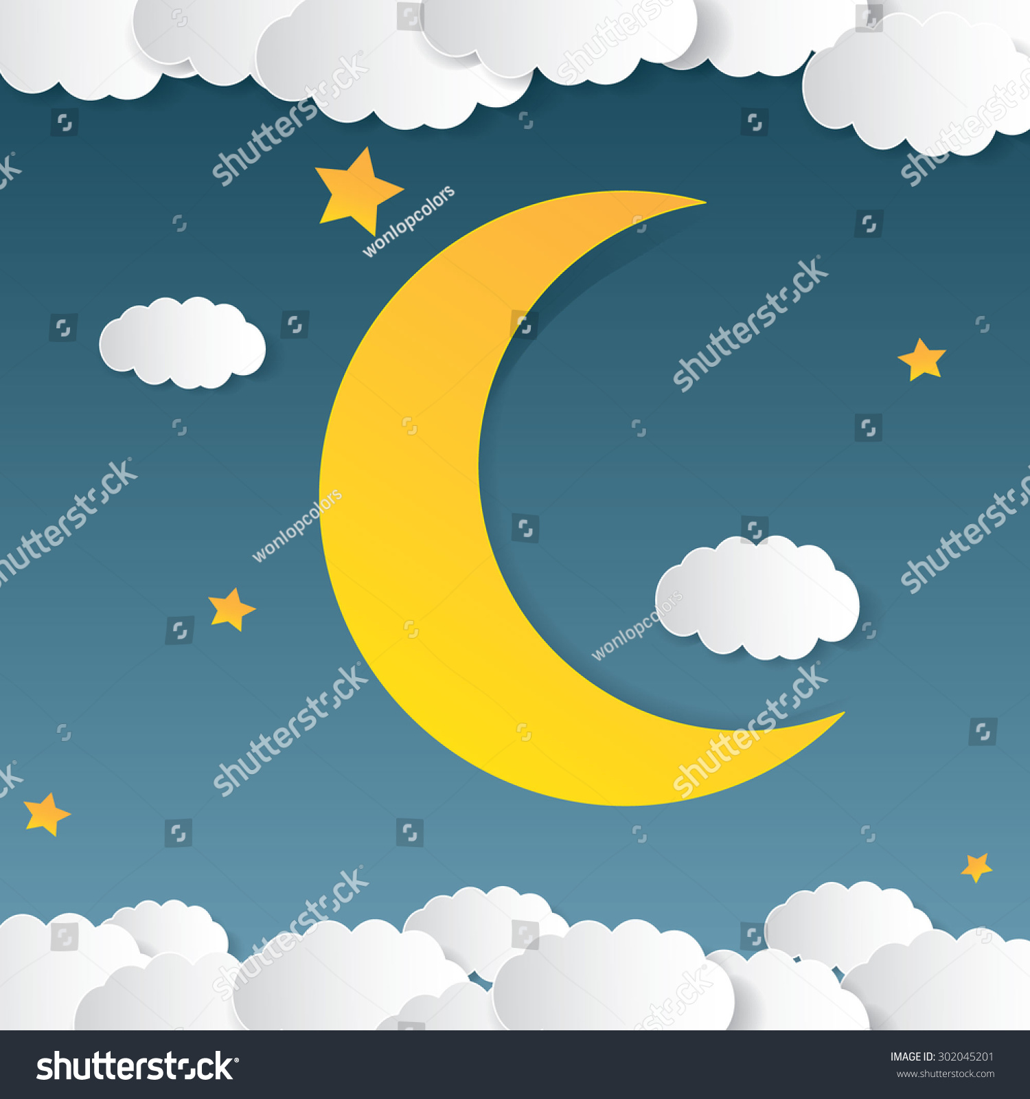 Cartoon Style Night Sky: เวกเตอร์สต็อก (ปลอดค่าลิขสิทธิ์) 302045201 ...