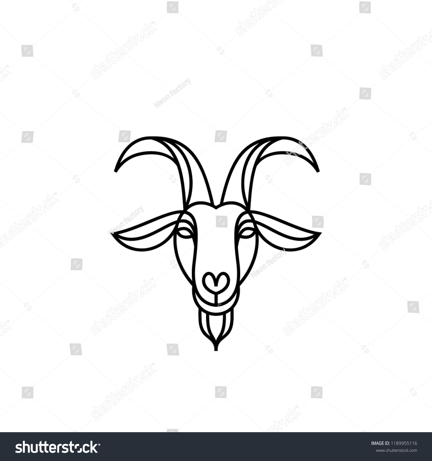 Cartoon Style Satan Drawing Goat Head Stock Vector Royalty Free 1189955116