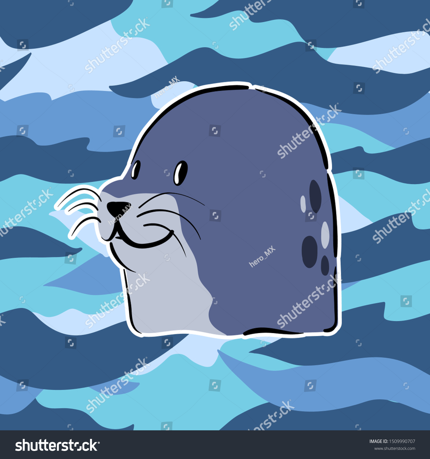 Cartoon Style Seal Head Seamless Pattern Stock Vector (Royalty Free ...