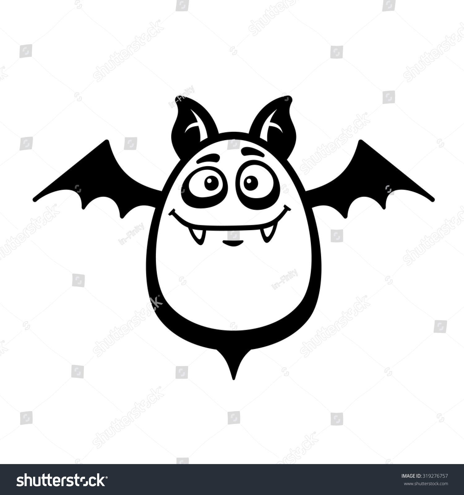 Cartoon Style Smiling Bat On White: เวกเตอร์สต็อก (ปลอดค่าลิขสิทธิ์ ...
