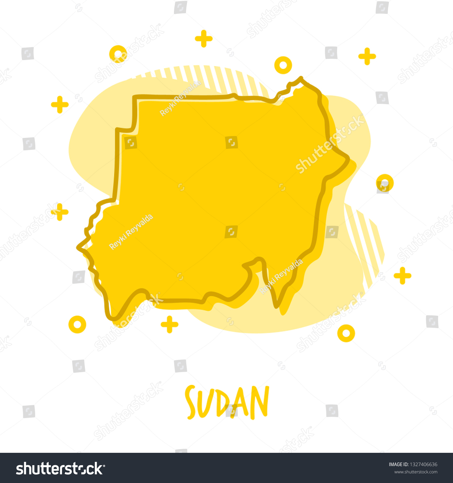 Cartoon Sudan Map Stock Vector (Royalty Free) 1327406636