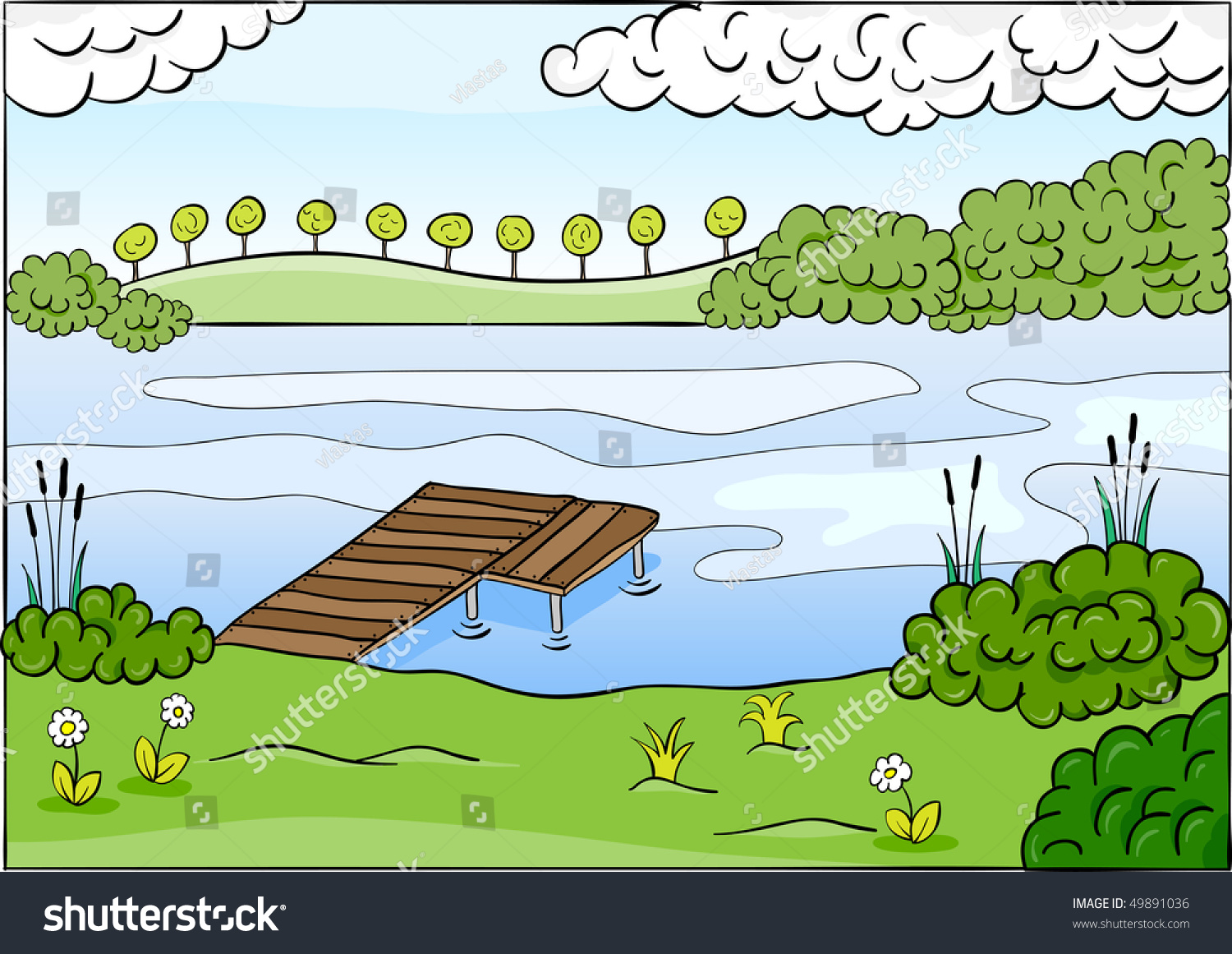 Cartoon Summer Landscape Stock Vector (Royalty Free) 49891036