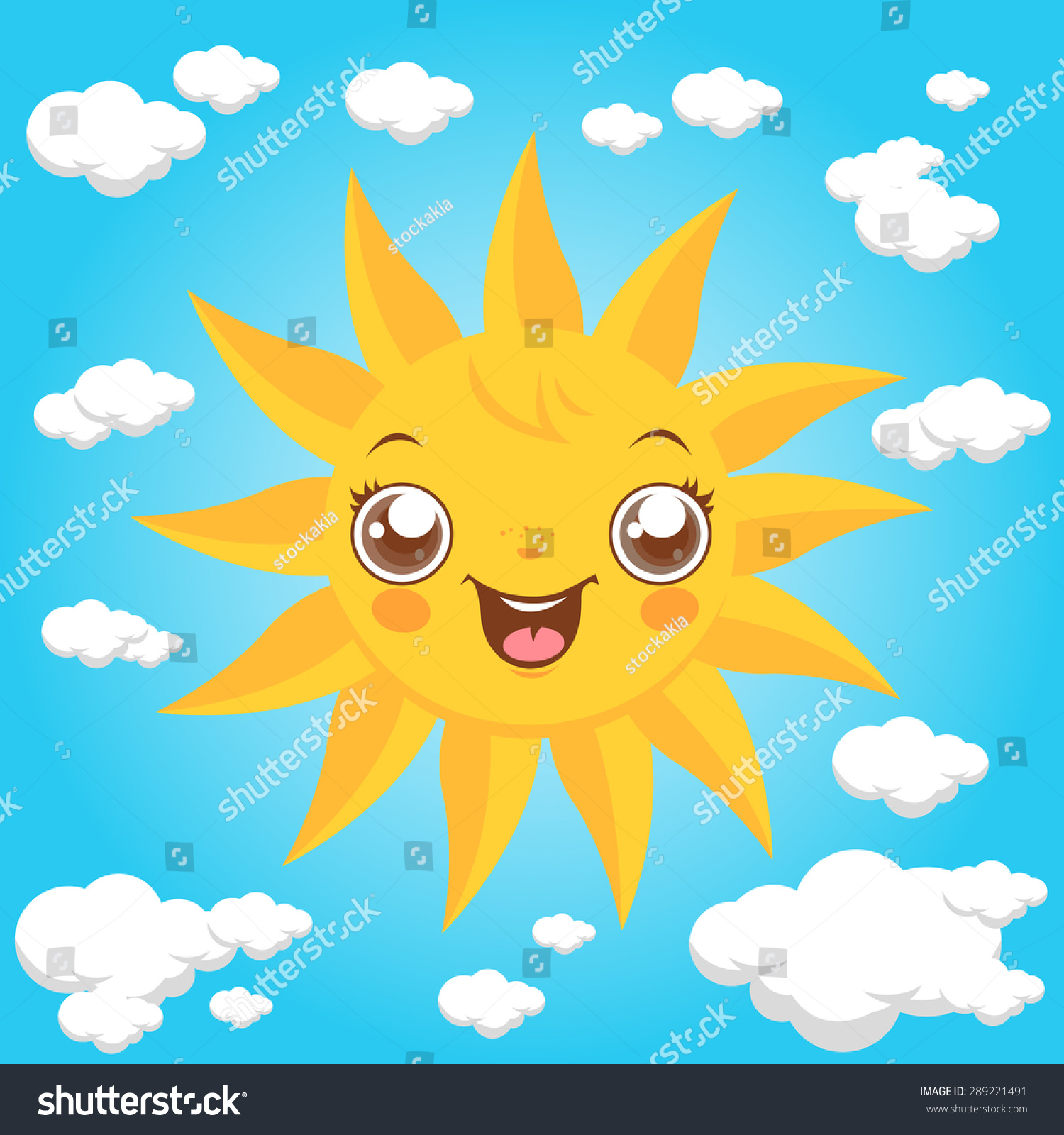 Cartoon Sun Clouds Vector Illustration: เวกเตอร์สต็อก (ปลอดค่าลิขสิทธิ์ ...