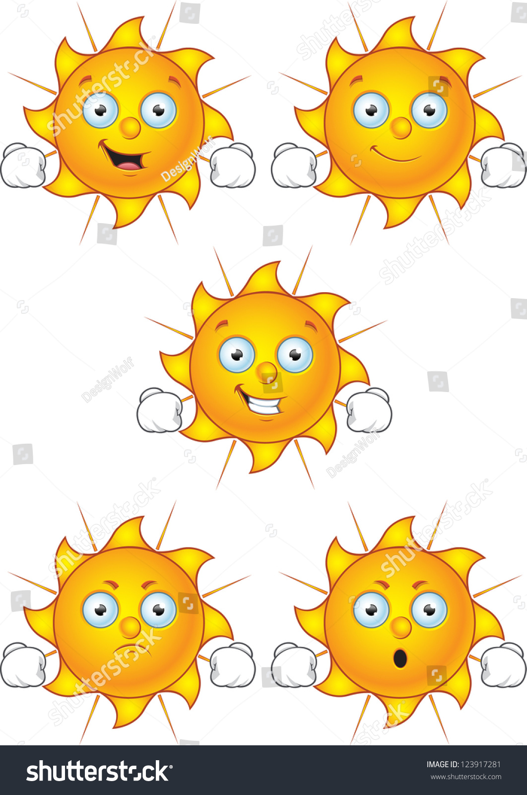 Cartoon Sun Character Set 2 Stock Vector (Royalty Free) 123917281 ...
