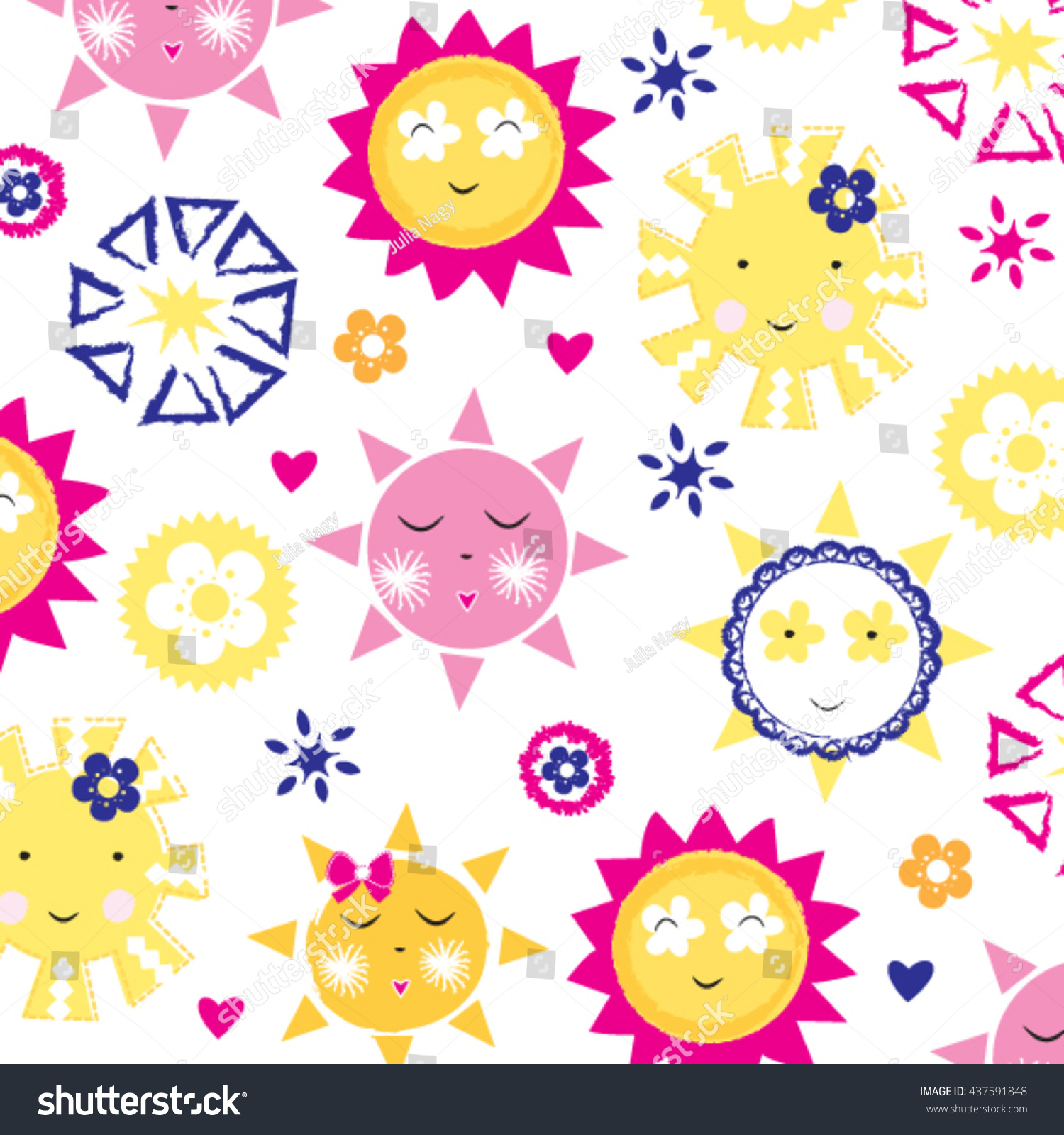 Cartoon Sun Pattern On White Background Stock Vector (Royalty Free ...