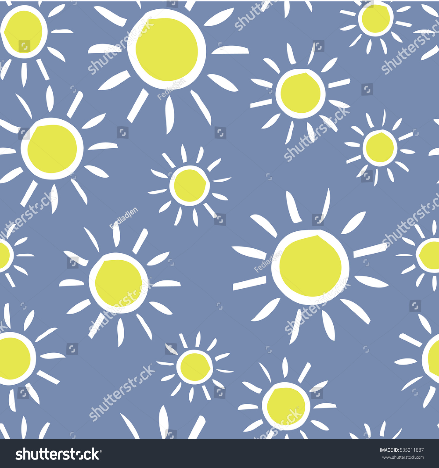 Cartoon Sun Pattern Sun Cute Vector Stock Vector (Royalty Free) 535211887