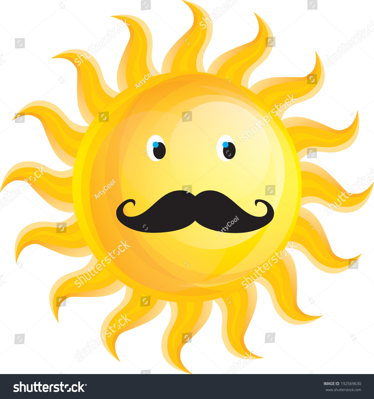 Cartoon Sun Mustache Vector Illustration Stock Vector (Royalty Free ...