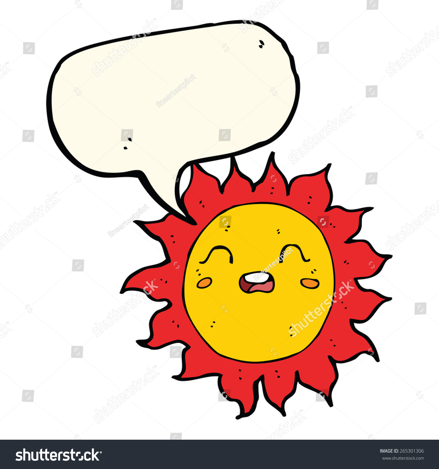 Cartoon Sun Speech Bubble Stock Vector (Royalty Free) 265301306 ...
