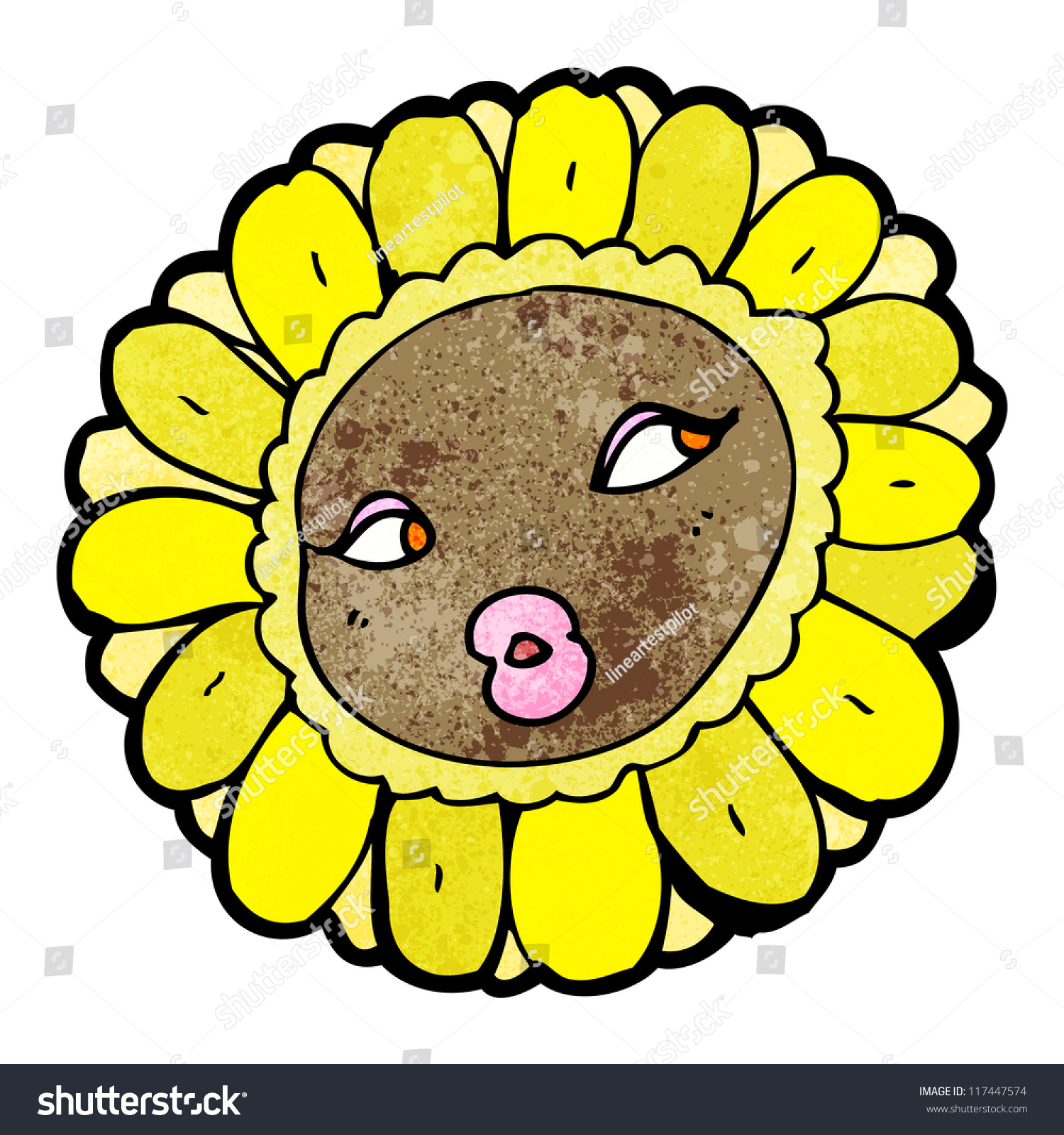 Cartoon Sunflower Face Stock Vector (Royalty Free) 117447574 | Shutterstock