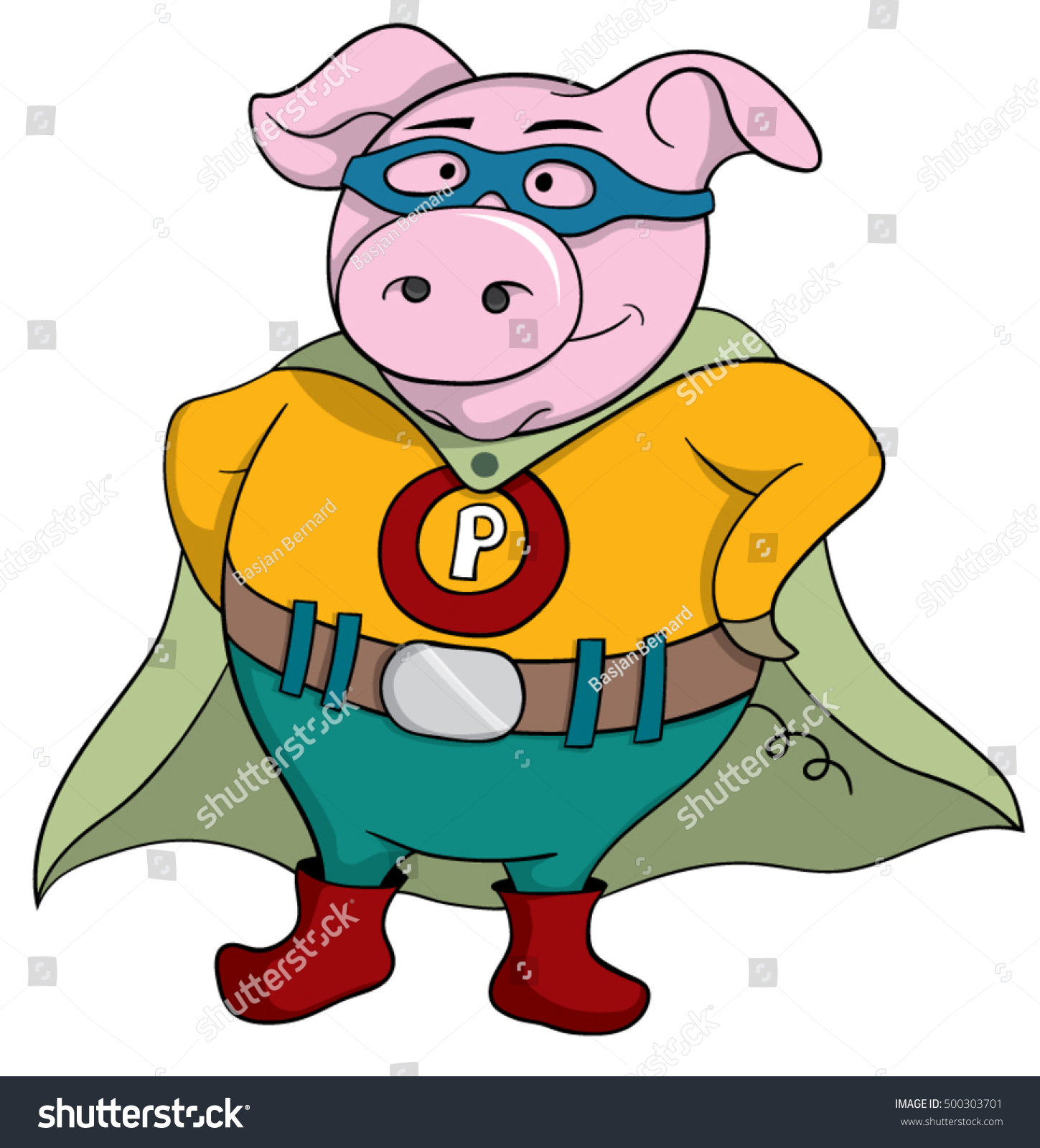 Cartoon Super Pig Stock Vector (Royalty Free) 500303701 | Shutterstock
