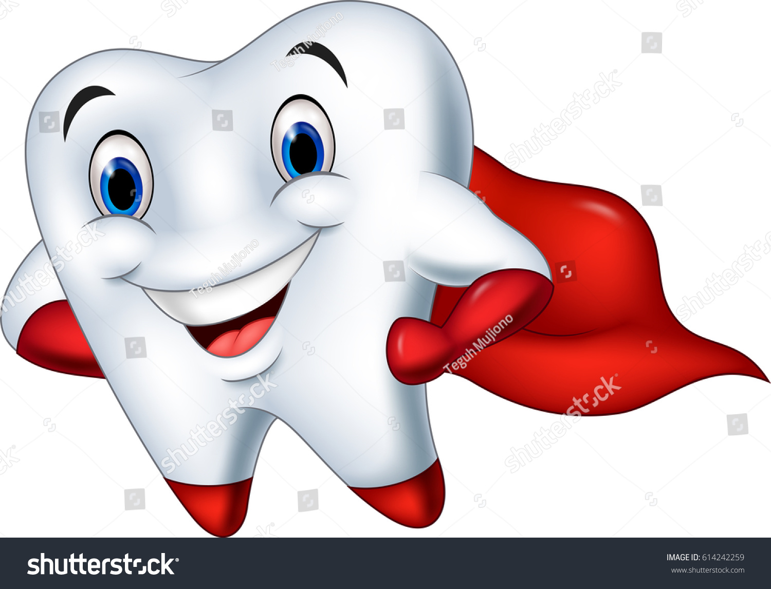 Cartoon Superhero Tooth Posing Stock Vector (Royalty Free) 614242259