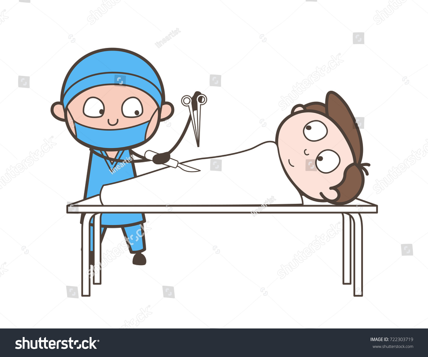Cartoon Surgeon Doing Abdominal Operation Vector: เวกเตอร์สต็อก (ปลอด ...