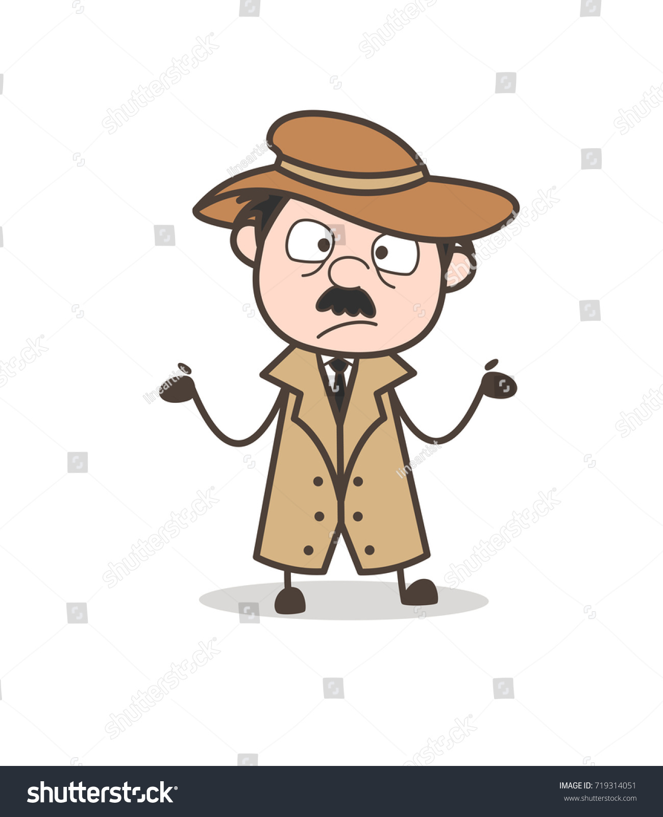 Cartoon Surprised Detective Character Vector Stock Vector (Royalty Free ...