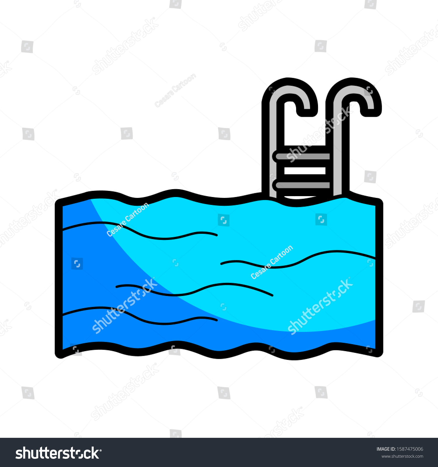 Cartoon Swimming Pool Icon Vector Stock Vector (Royalty Free) 1587475006