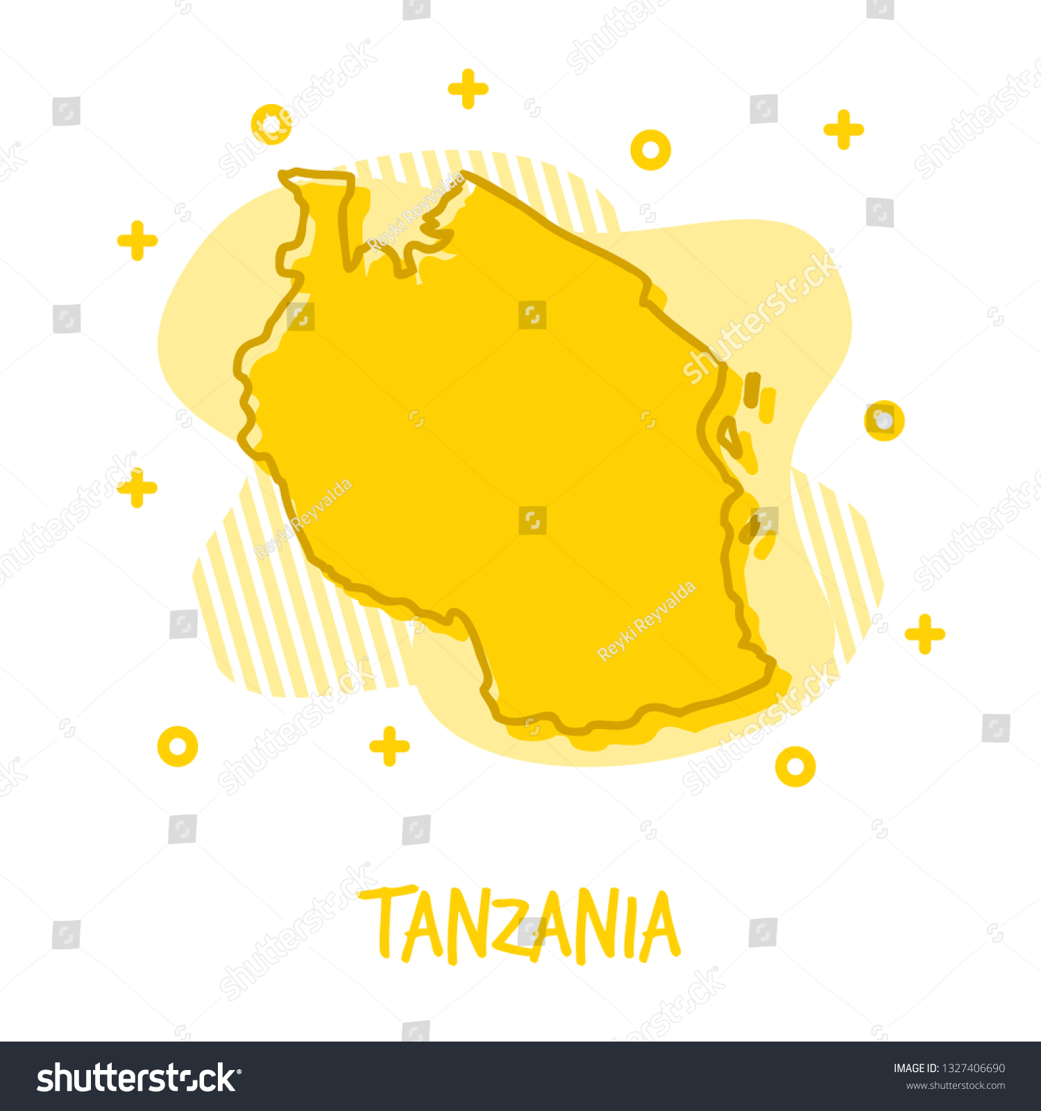 Cartoon Tanzania Map Stock Vector (Royalty Free) 1327406690