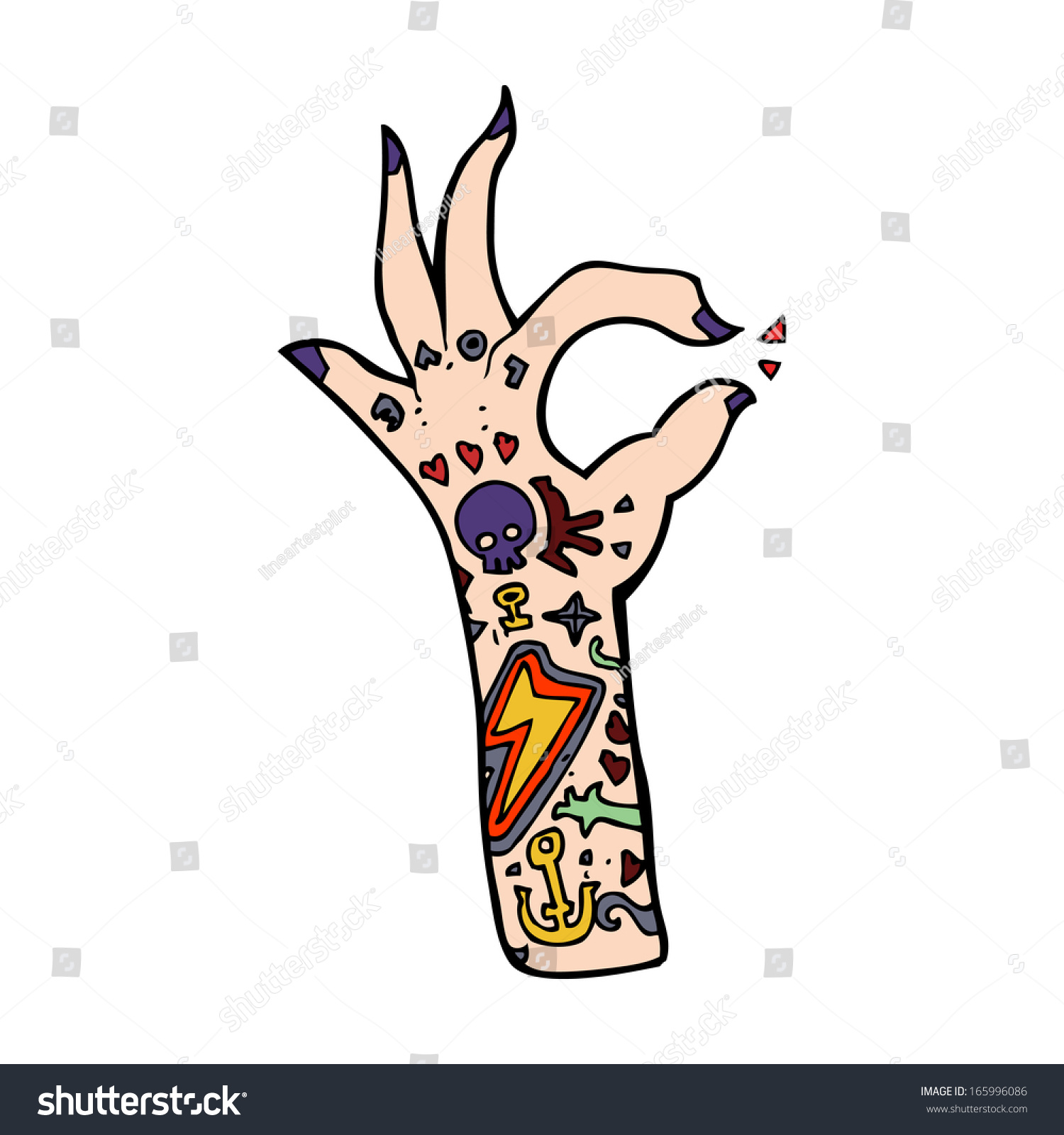 Cartoon Tattoo Arm Stock Vector (Royalty Free) 165996086 | Shutterstock