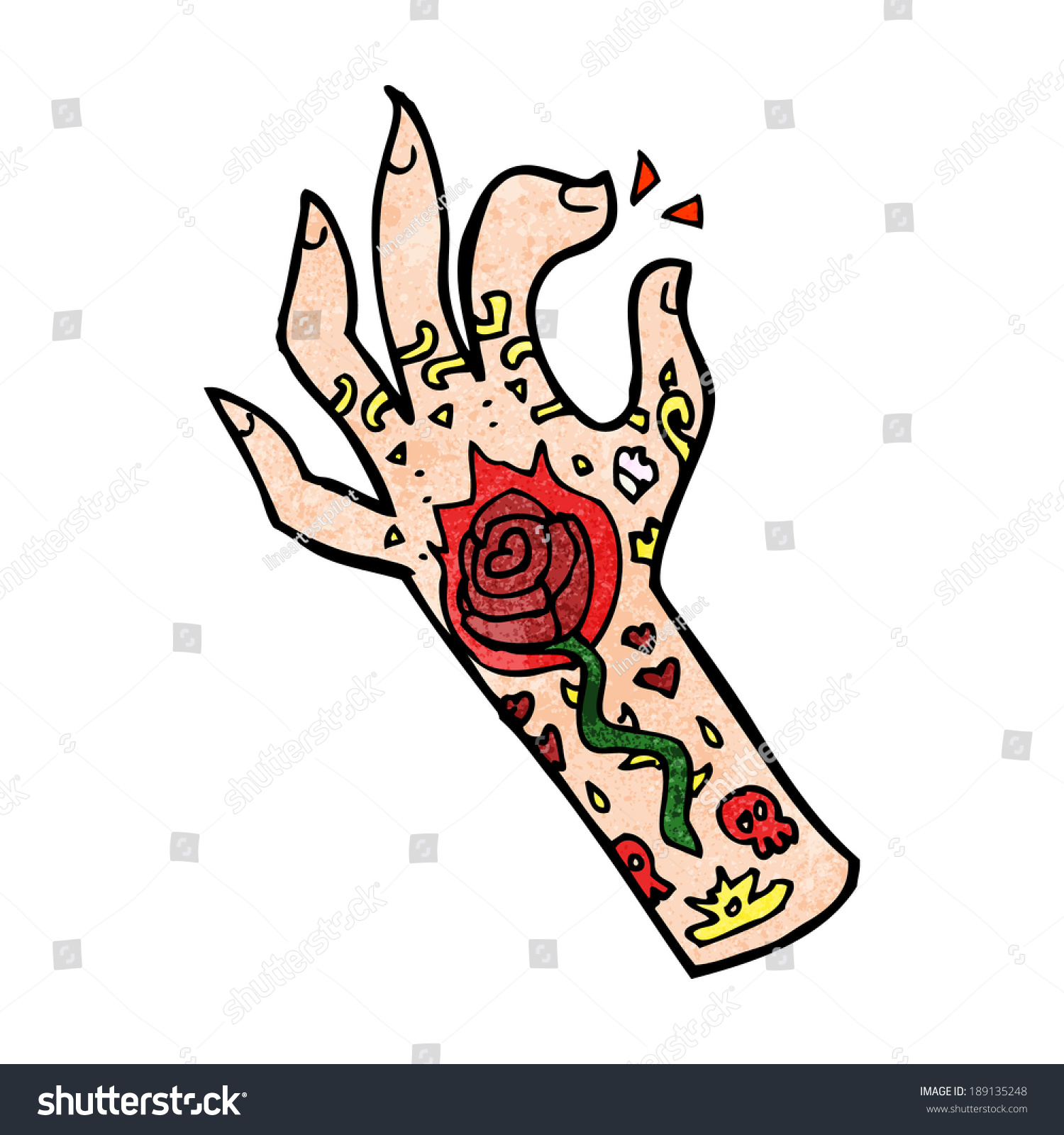 Cartoon Tattoo Hand Stock Vector (Royalty Free) 189135248 | Shutterstock