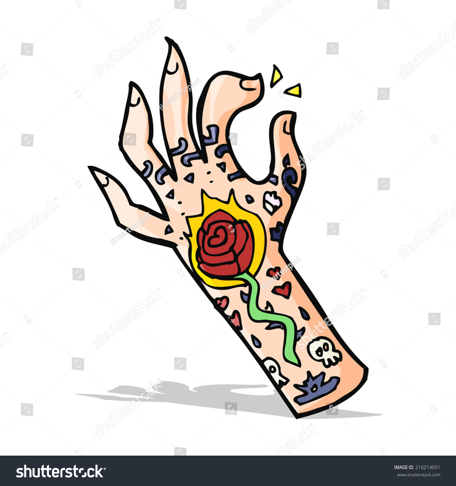 Cartoon Tattoo Hand Stock Vector (Royalty Free) 210214051 | Shutterstock