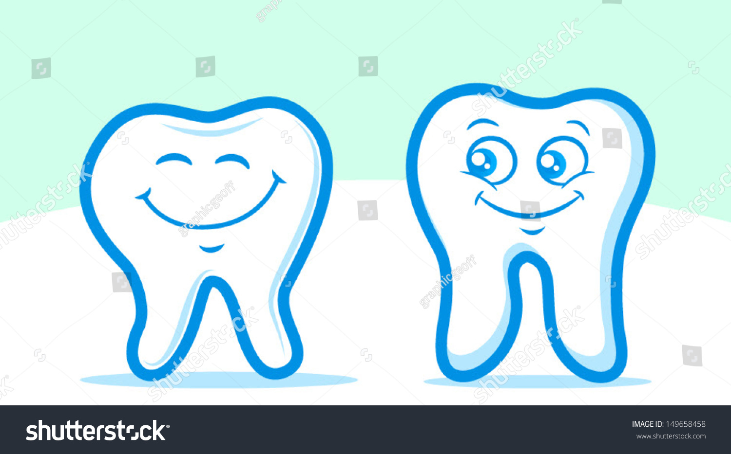Stock vektor „Cartoon Teeth Set Facesvector Smiling Tooth“ (bez ...
