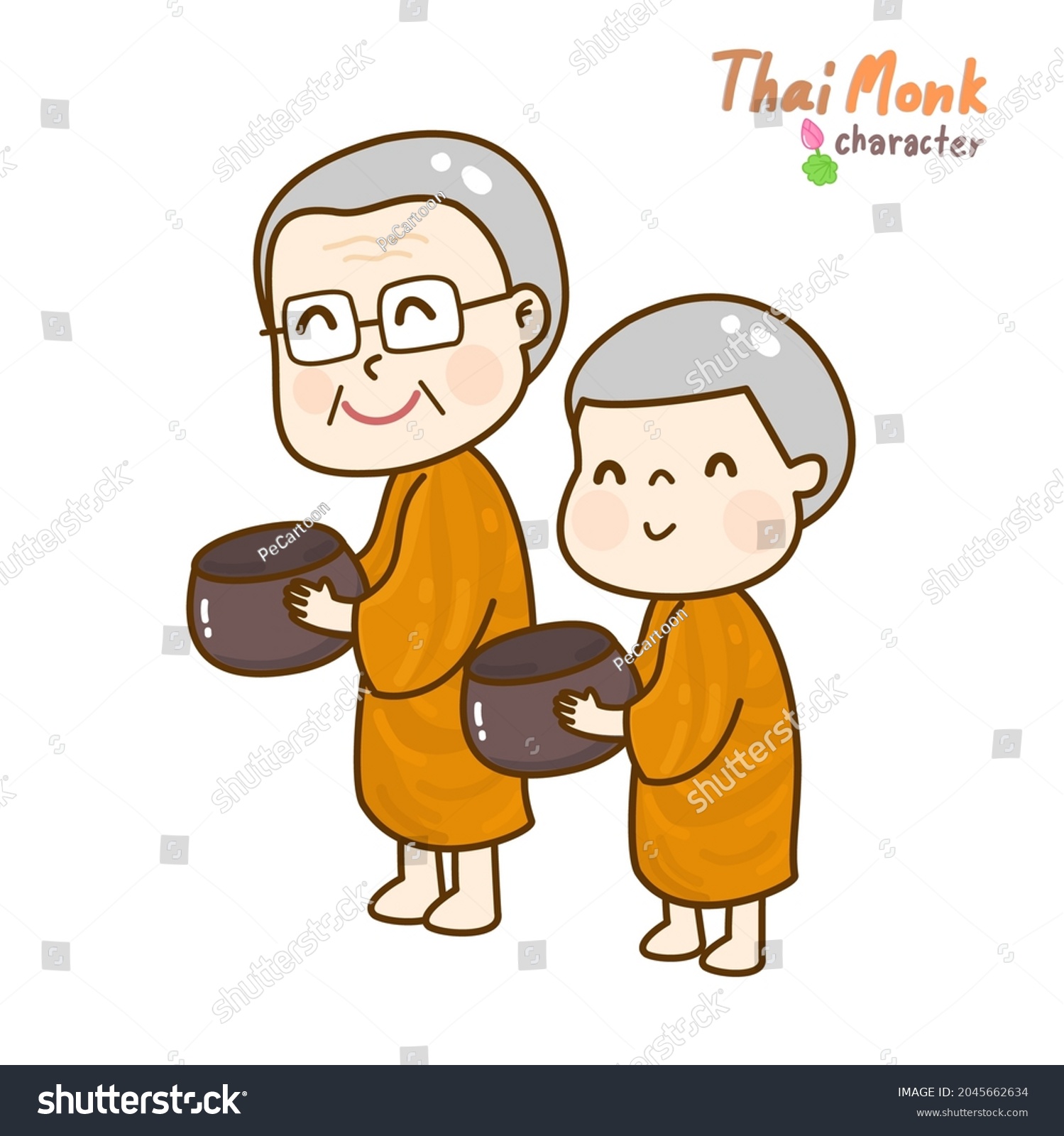 Cartoon Thai Monk Character Vector Stock Vector (Royalty Free ...