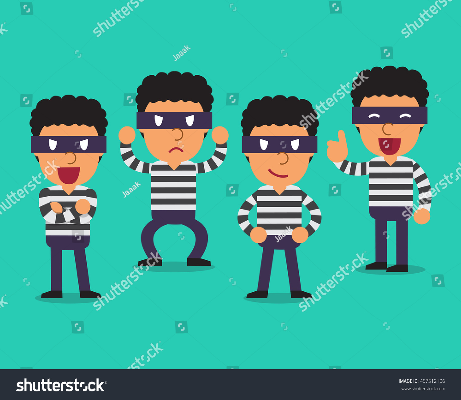 Cartoon Thief Character Poses: vector de stock (libre de regalías ...