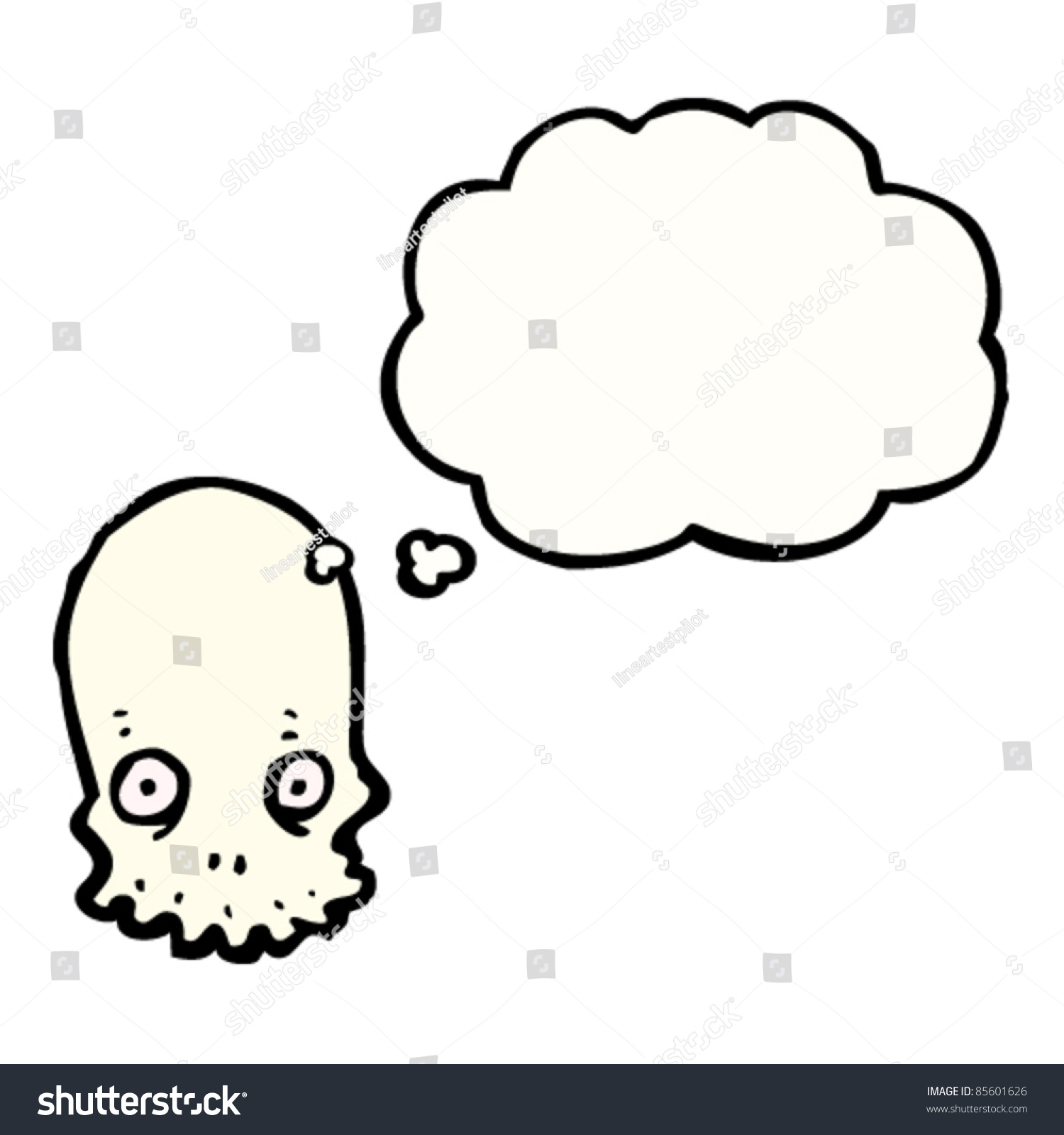 Cartoon Thinking Skull Stock Vector (Royalty Free) 85601626 | Shutterstock