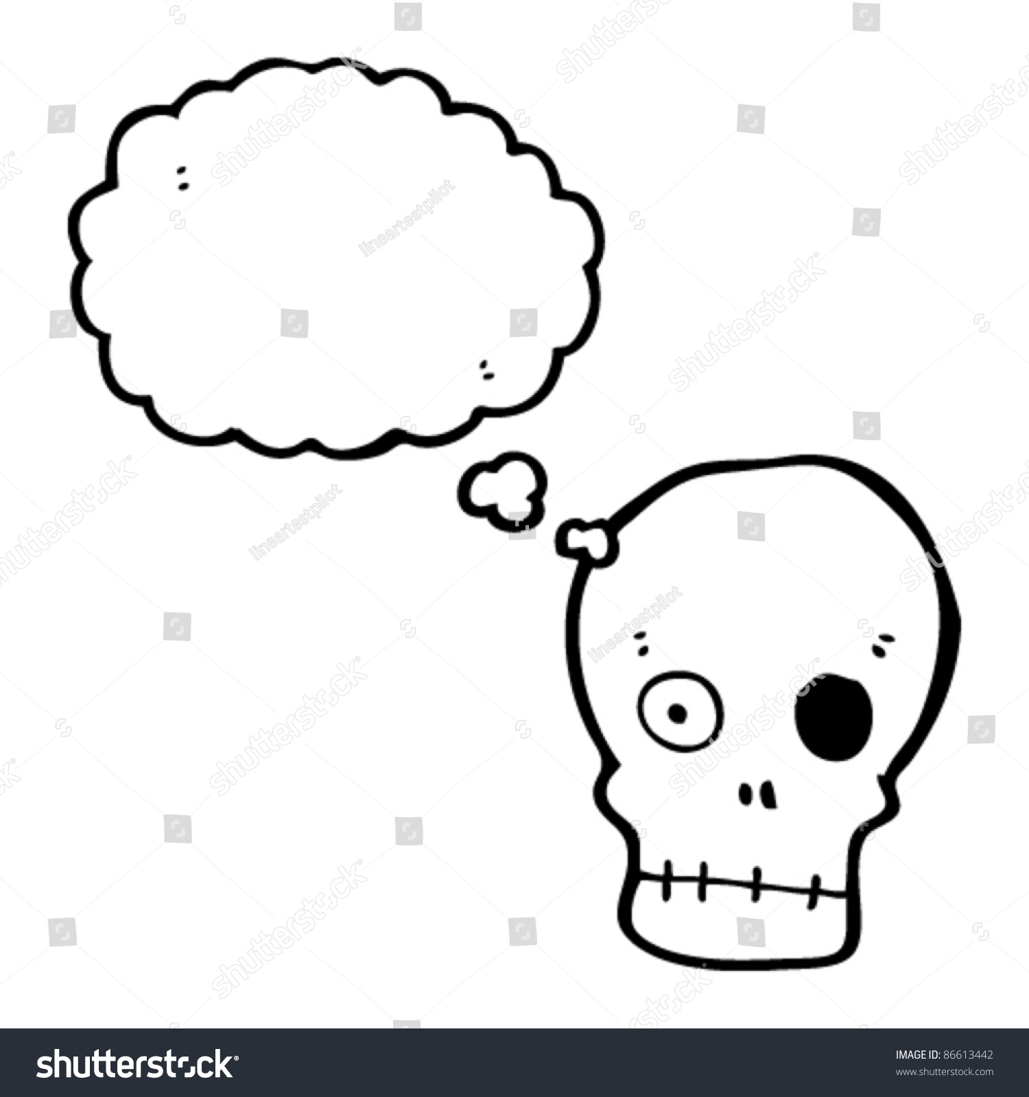 Cartoon Thinking Skull: vetor stock (livre de direitos) 86613442 ...
