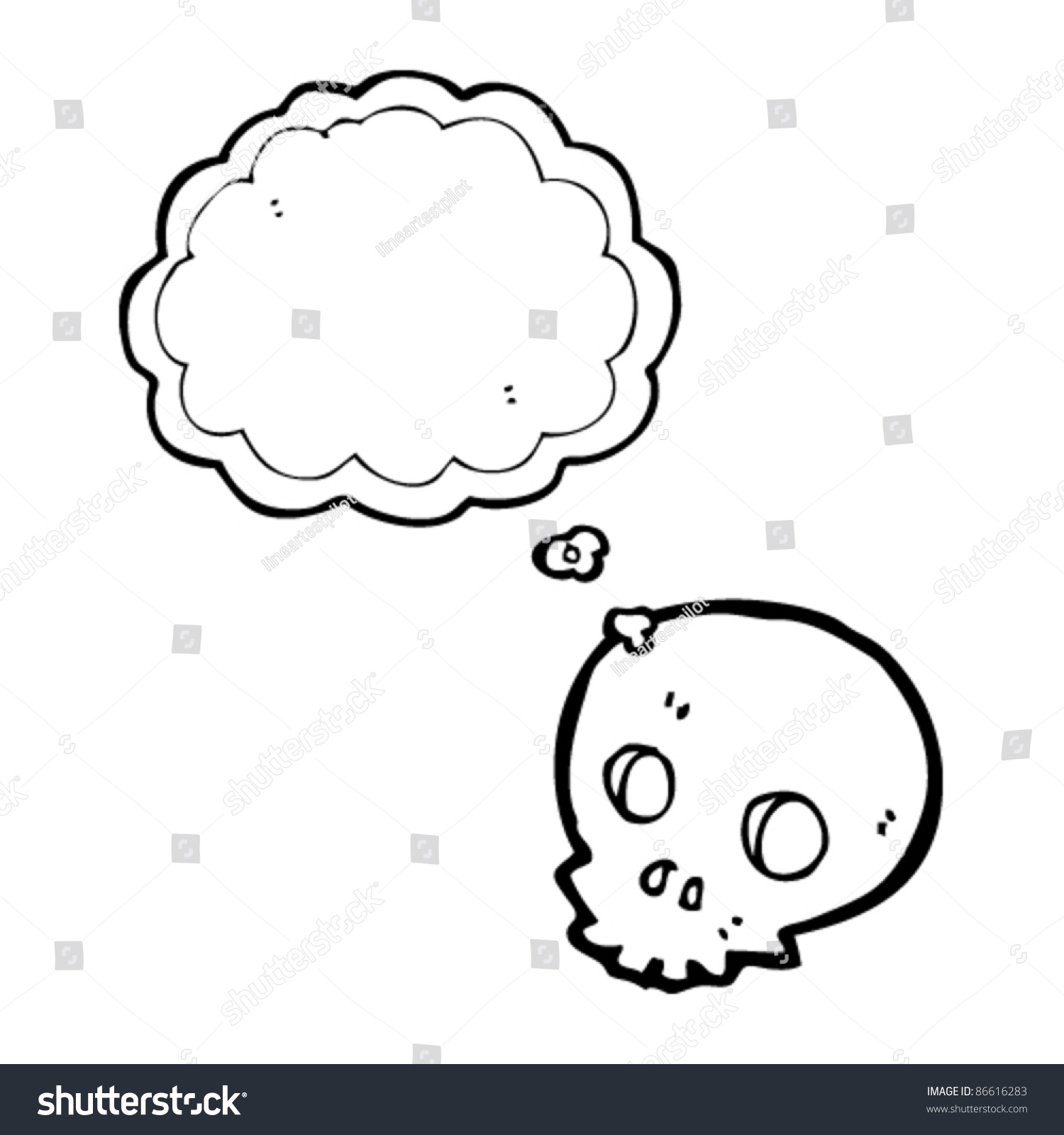 Cartoon Thinking Skull Stock Vector (Royalty Free) 86616283